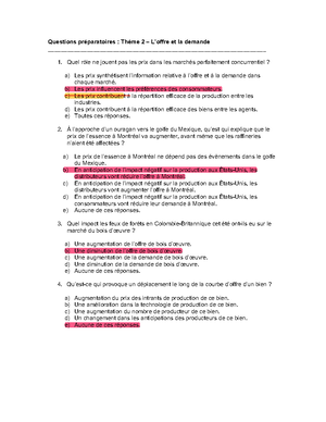 Exercices d’économie - Chapitre 3 : La demande et l’offre Exercice 1 ...