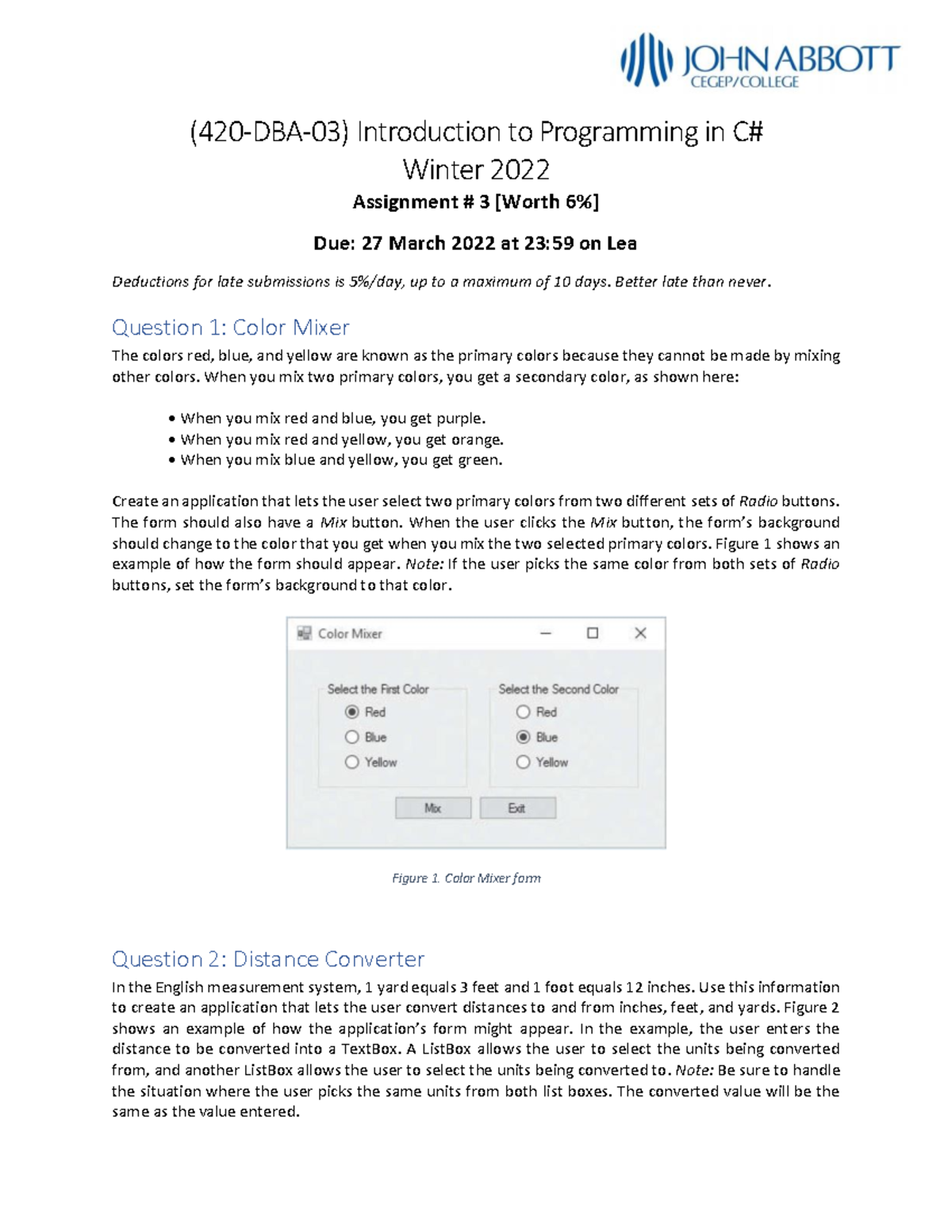 Introduction to Programming Winter 2022 Assignment 3 - Studocu