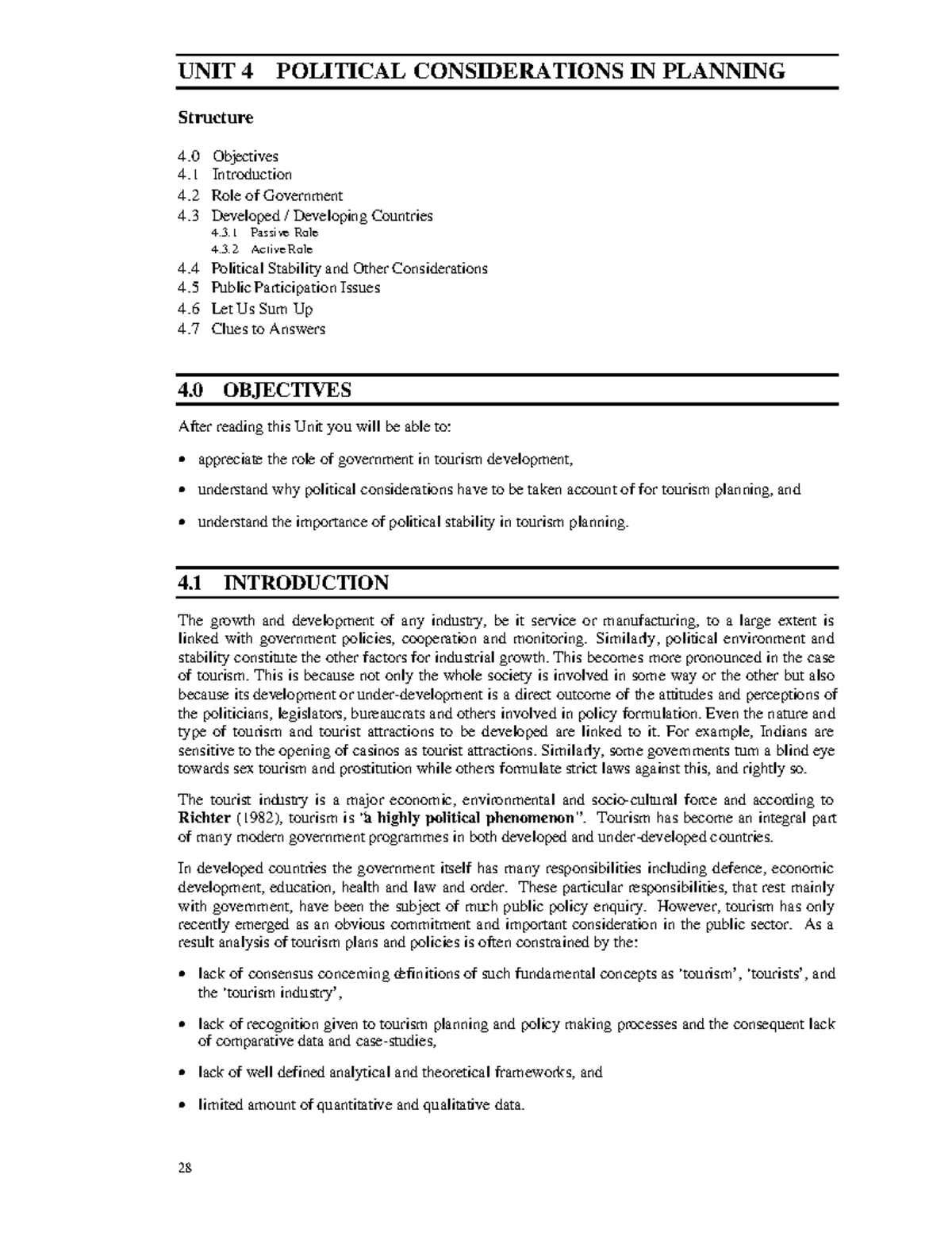 Political Consideration in Planning - UNIT 4 POLITICAL CONSIDERATIONS ...