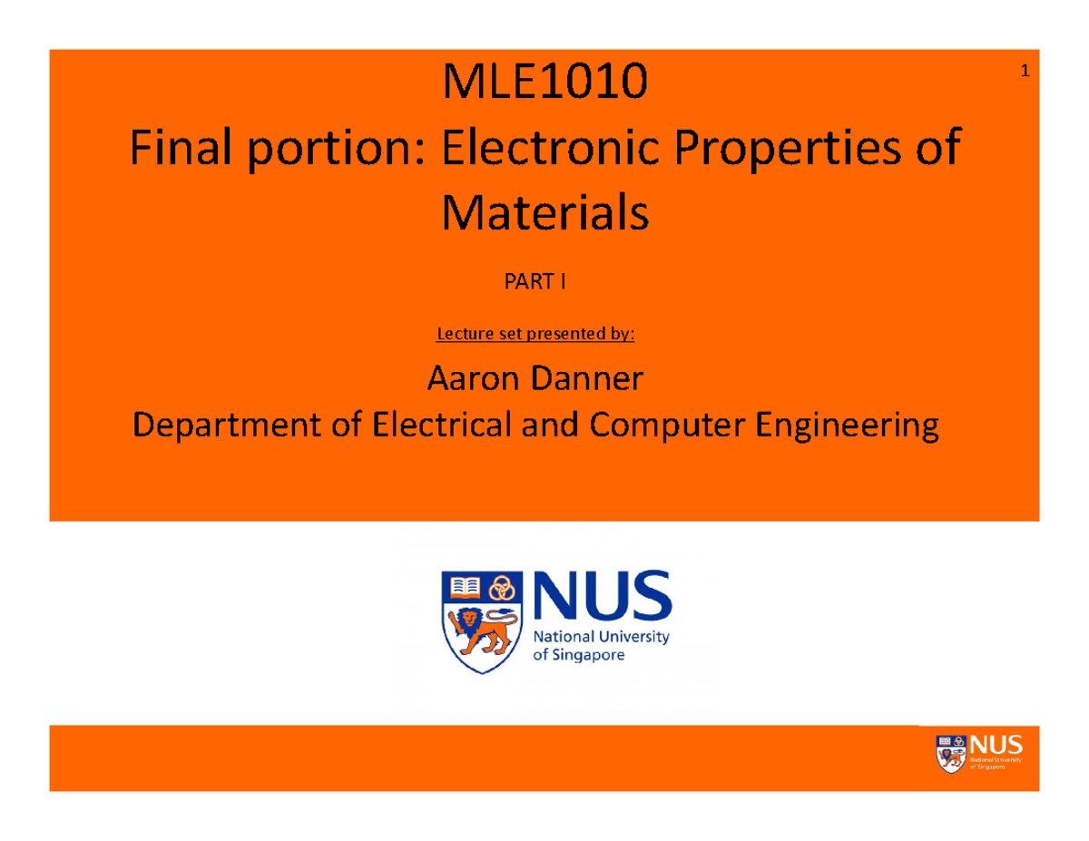 6. Electronic Properties of Materials - MLE Final portion: Electronic ...