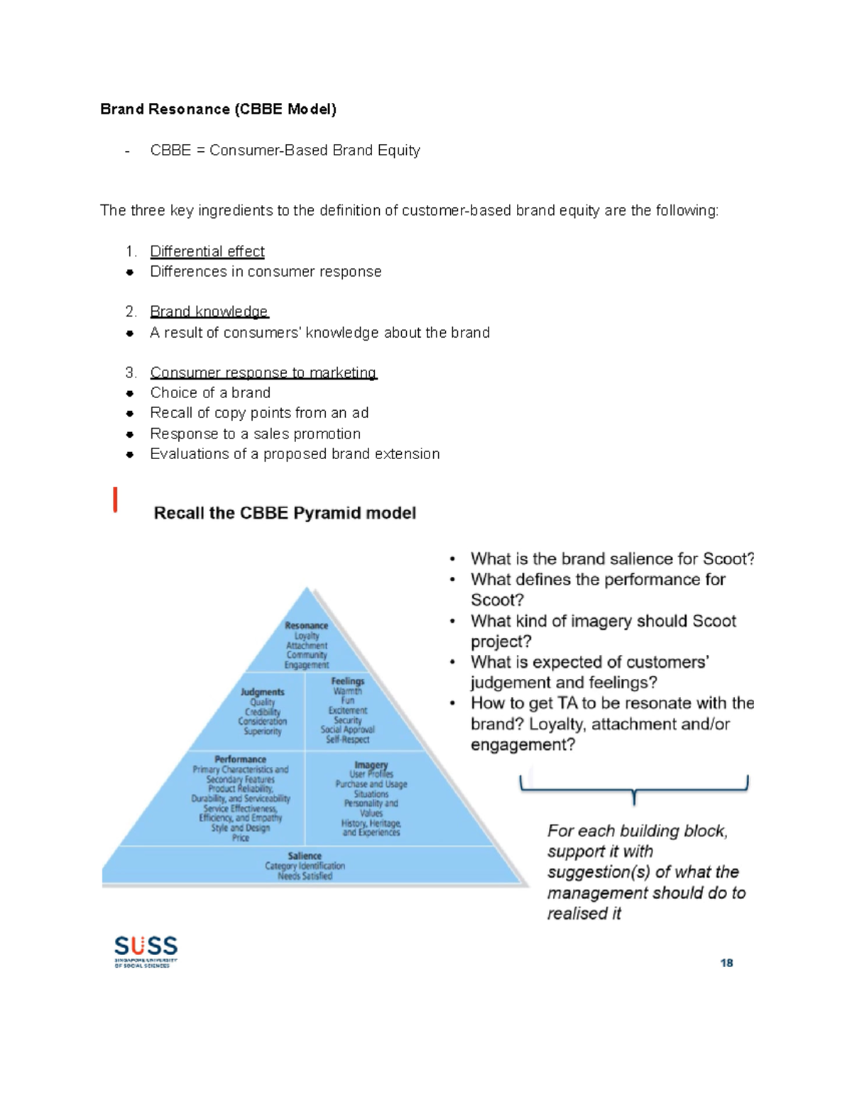 MKT354 Notes - About 90% complete - Brand Resonance (CBBE Model) - CBBE ...