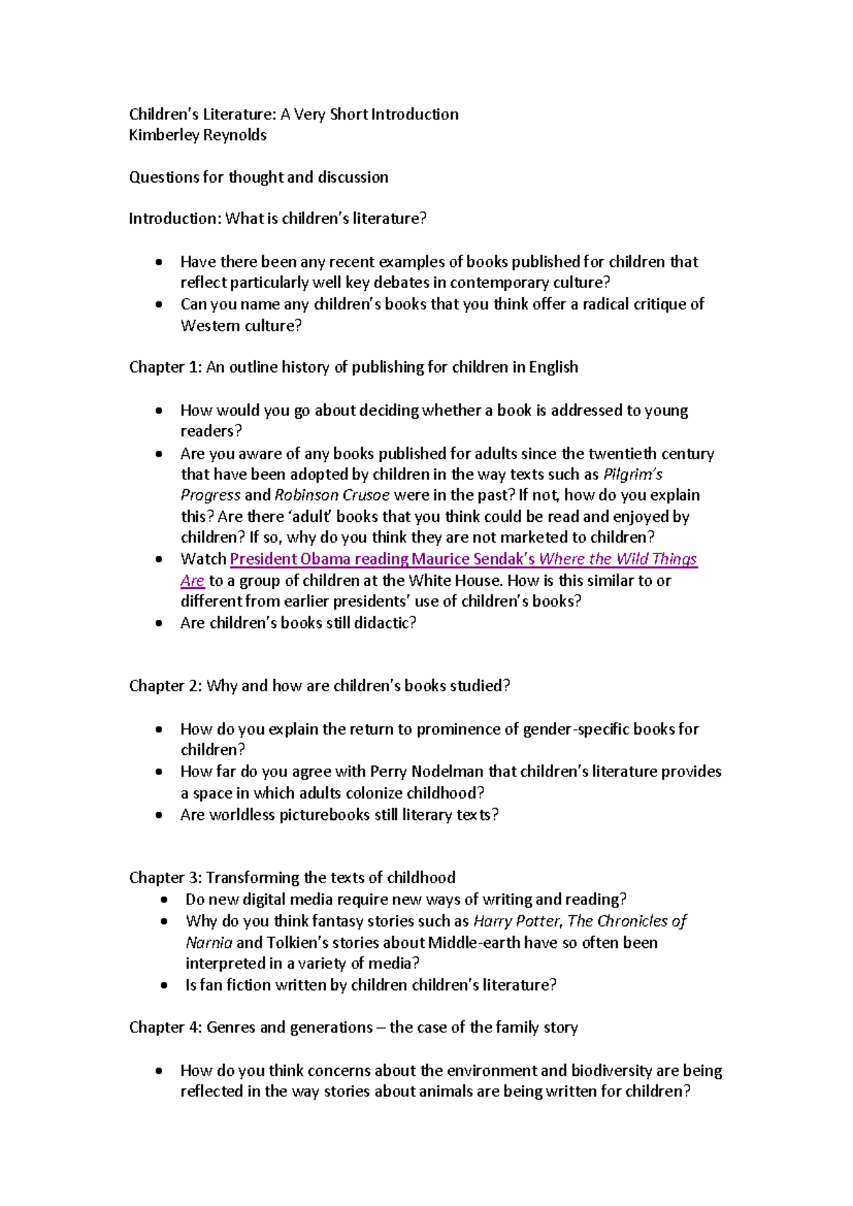 Childrens Literature VSI Reading Guide - Children’s Literature: A Very ...