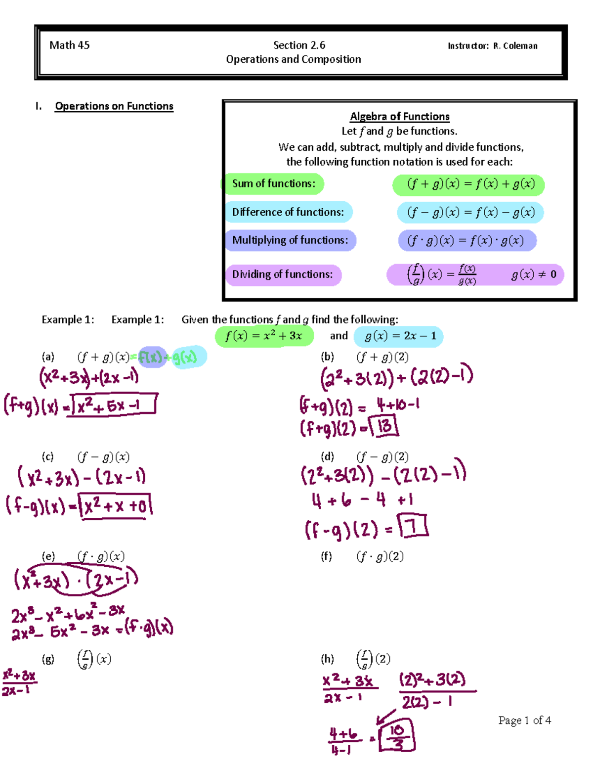 M45 LN 2.6 Operations and Composition - Page 1 of 4 Math 45 Section 2 ...