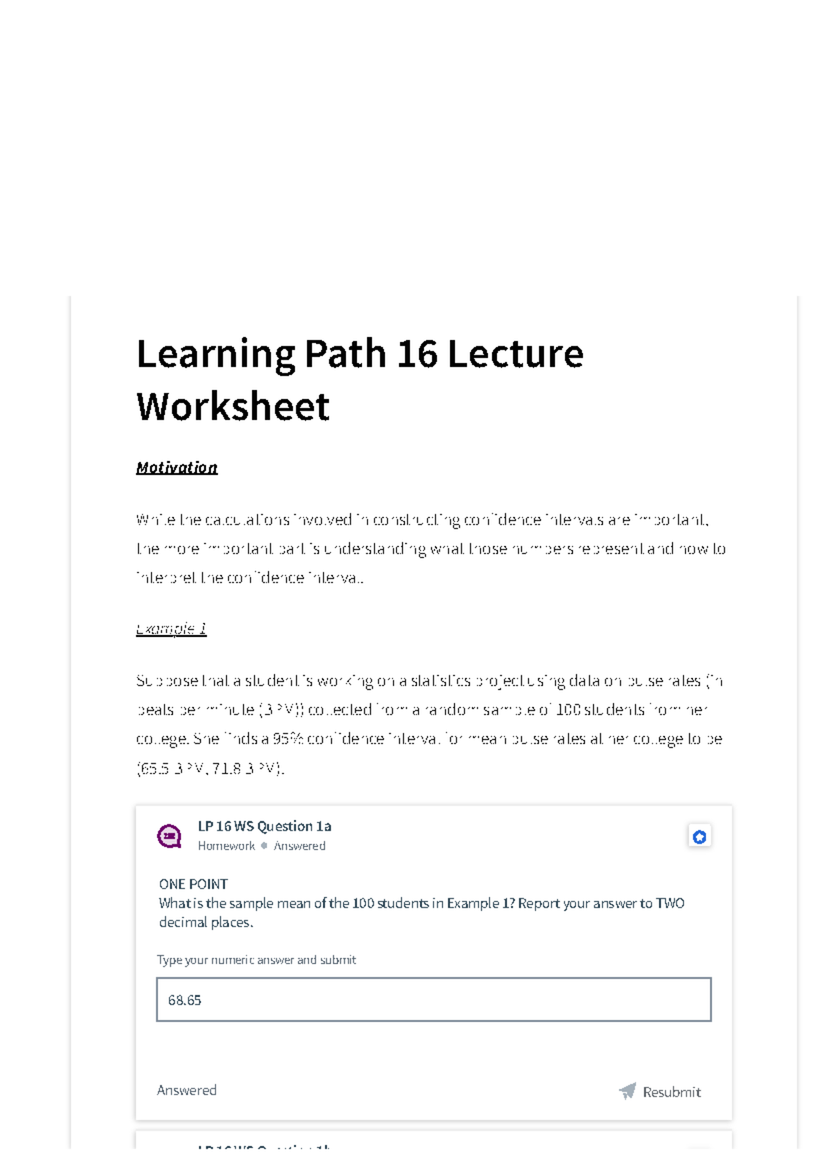 Lp 10 worksheet - Learning Path 16 Lecture Worksheet Motivation While ...