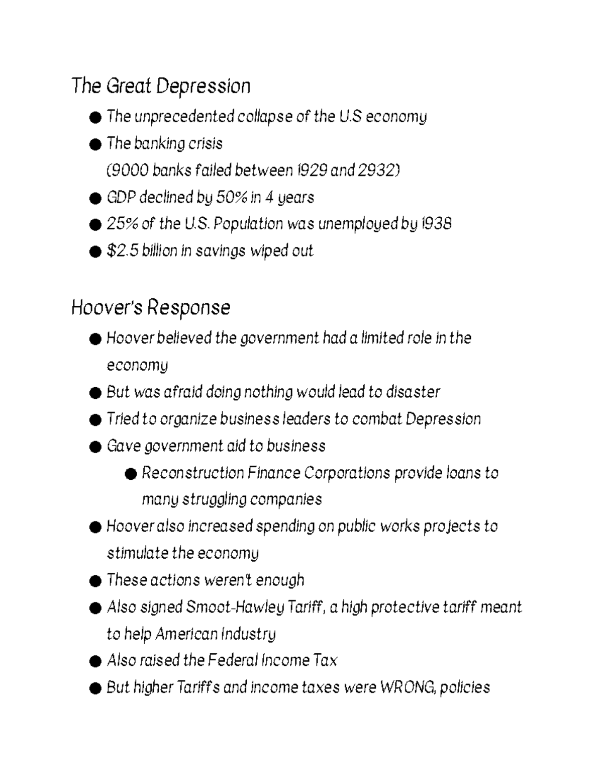 The Great Depression - Course Notes. - The Great Depression The ...