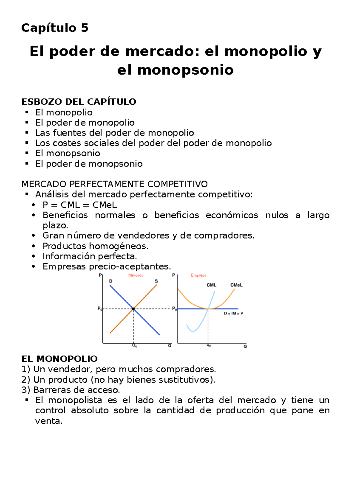 Microeconomia - Tema 5 el poder de mercado - Capítulo 5 El poder de ...