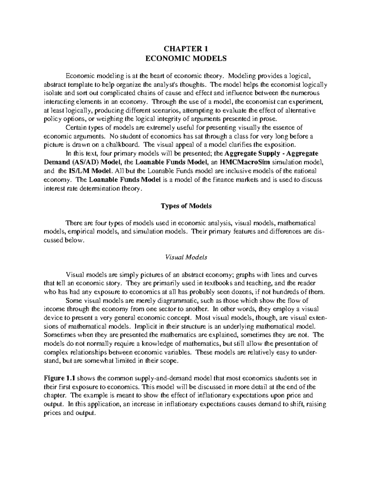 Economics Models - CHAPTER 1 ECONOMIC MODELS Economic modeling is at ...