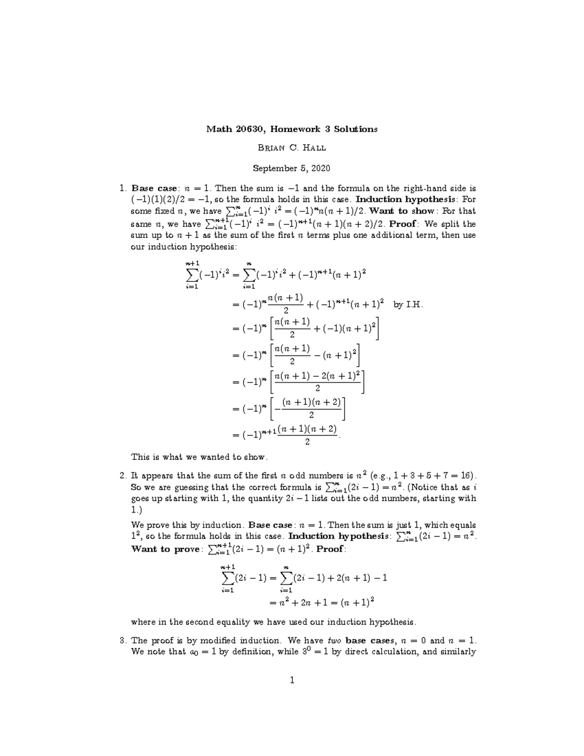 HW3soln - Brian C. Hall - Math 20630, Homework 3 Solutions Brian C ...