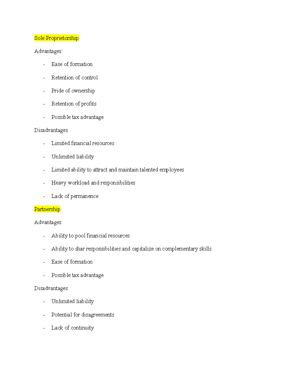 Into to Bus 2-12 - Notes from the in-class lectures - Sole ...