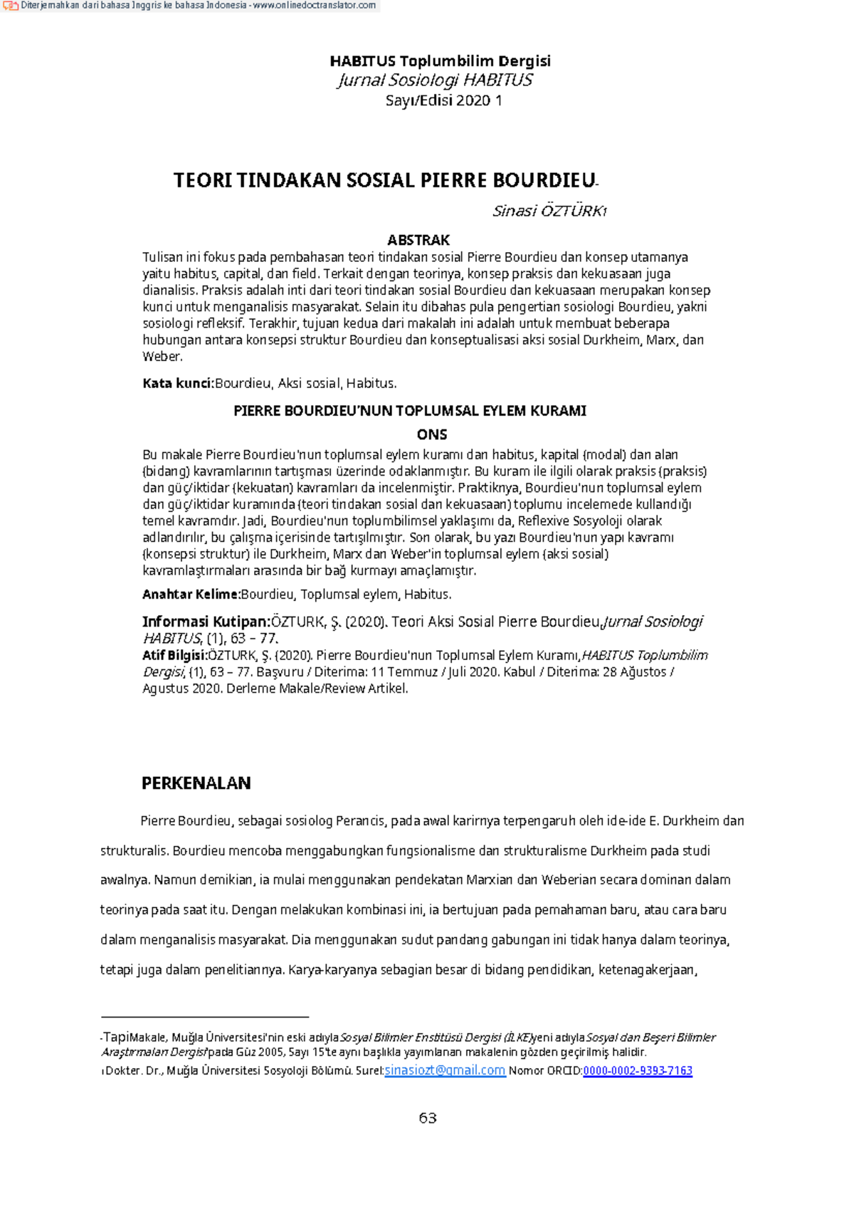 Pierre Bourdieu S Theory OF Social Action[#768087 ]-1197965 - HABITUS Toplumbilim Dergisi Jurnal ...