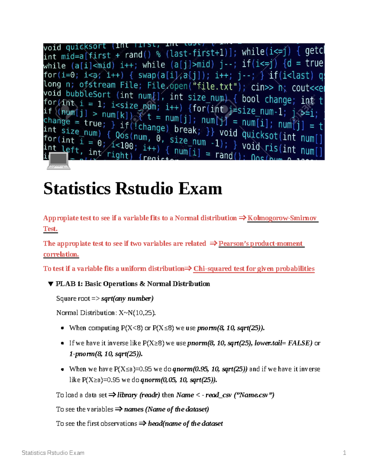 Statistics Rstudio Exam - 💻 Statistics Rstudio Exam Appropiate test to ...