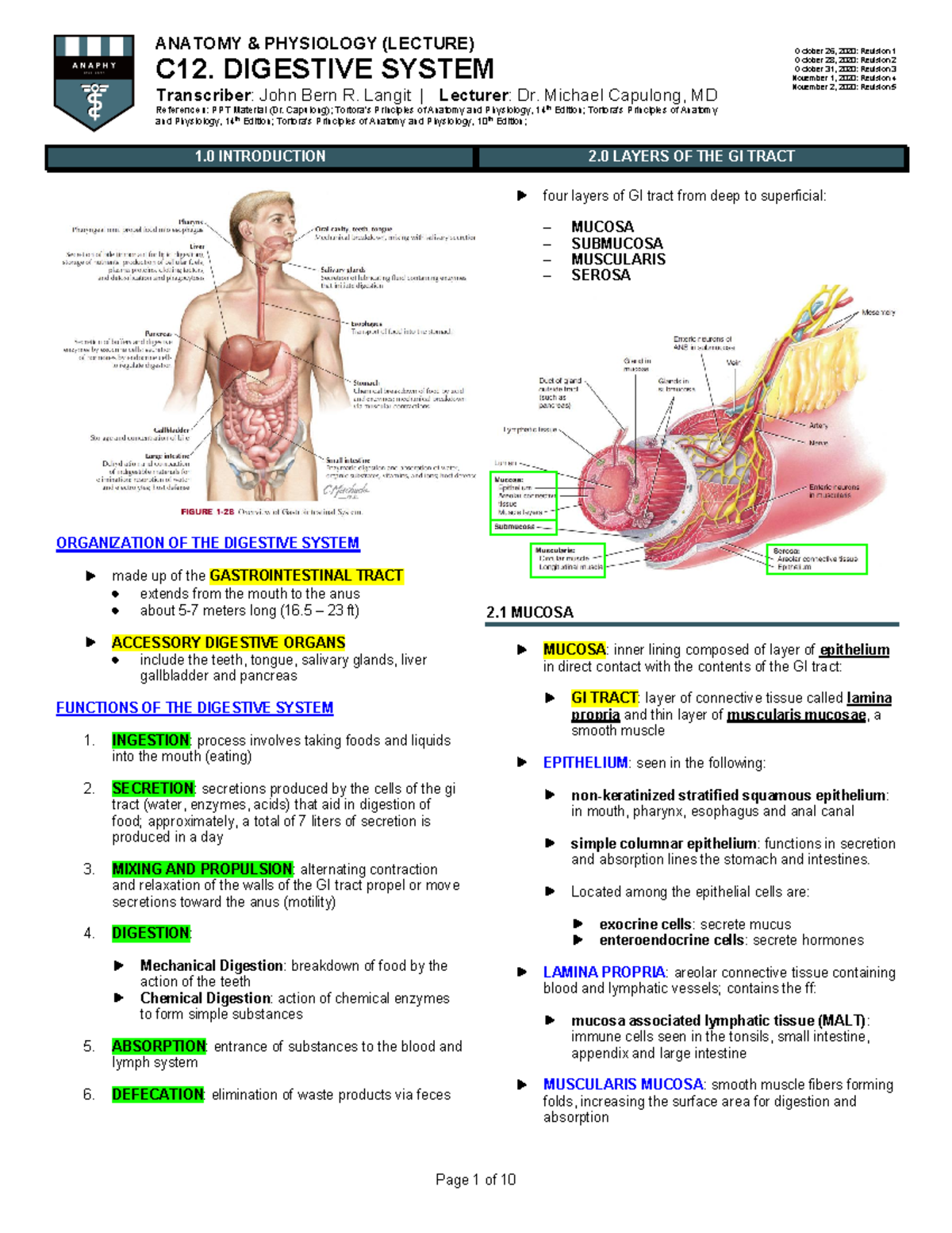 AP-12-LEC-Digestive-System-11-02-20 - ANATOMY & PHYSIOLOGY (LECTURE ...