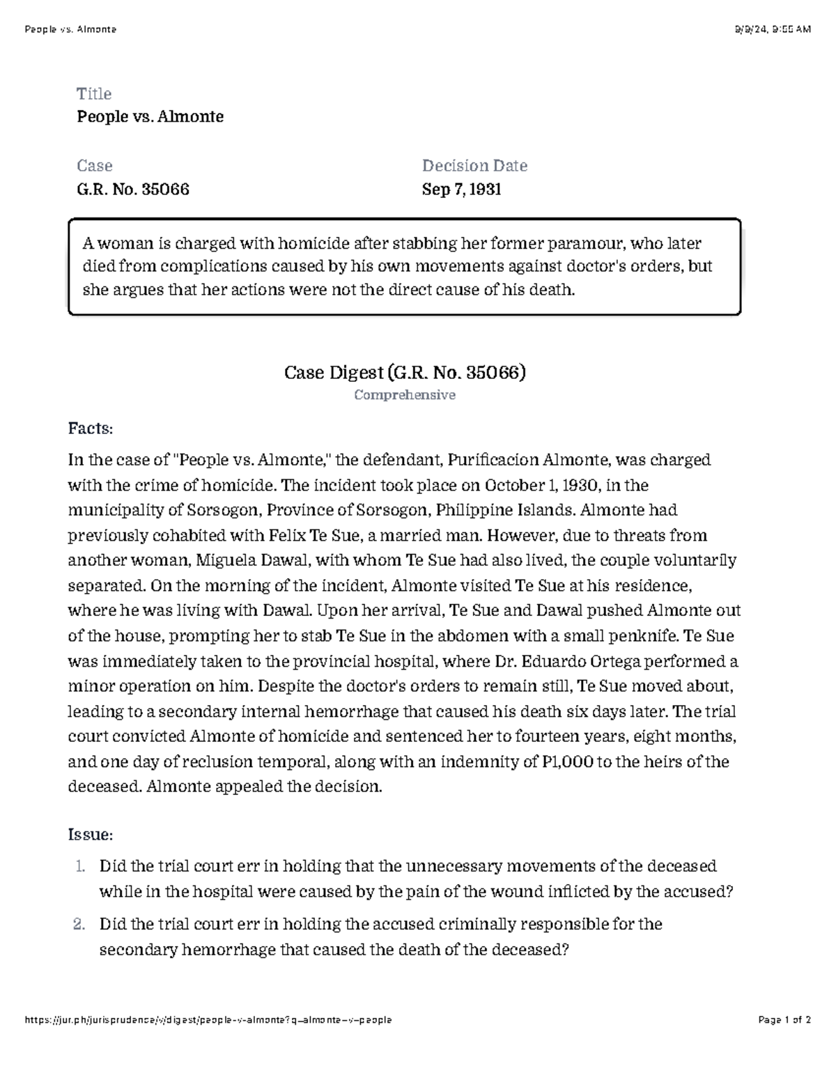 2. People vs. Almonte digest - People vs. Almonte 9/9/24, 9: 55 AM ...