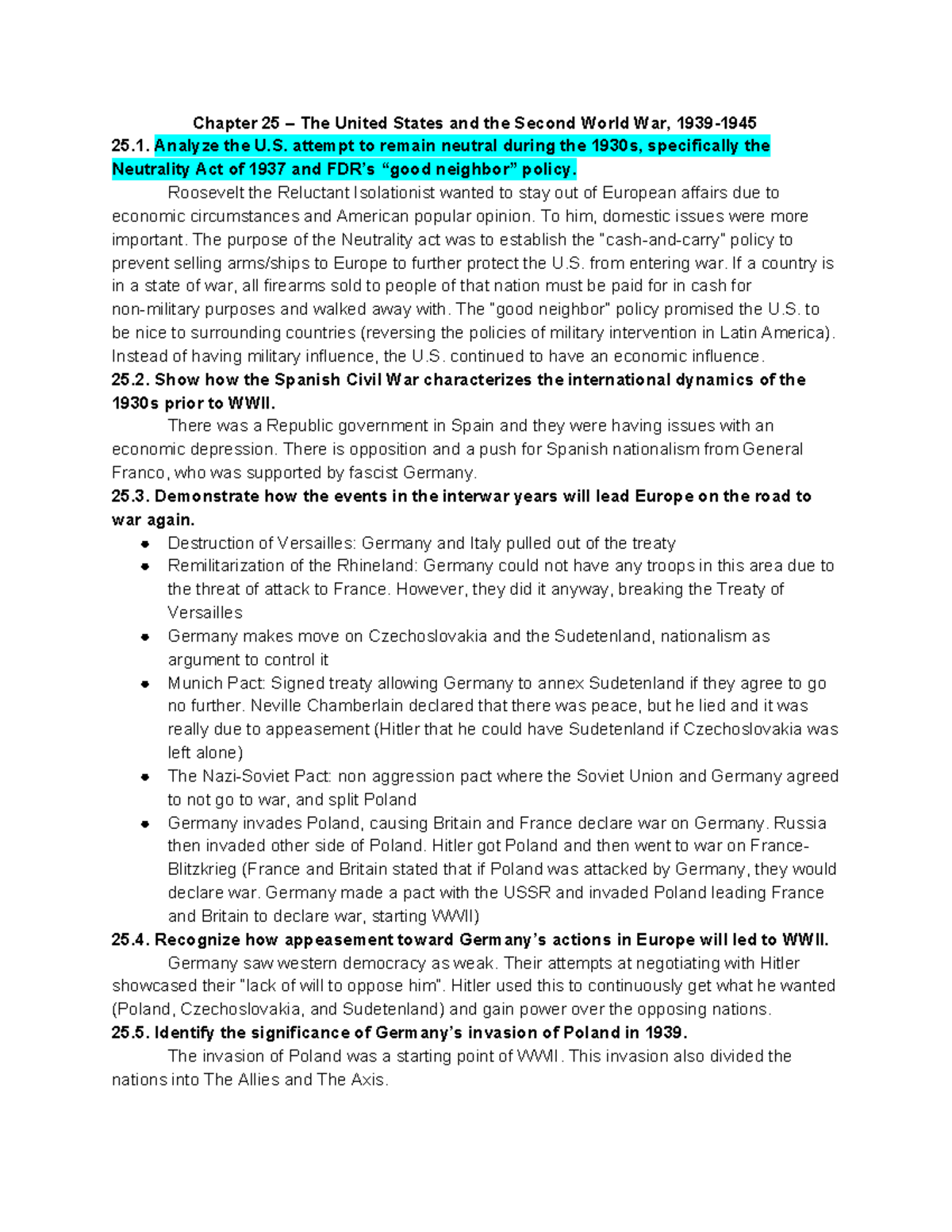 HIST 1302 Test 3 Learning Objectives - Chapter 25 – The United States ...