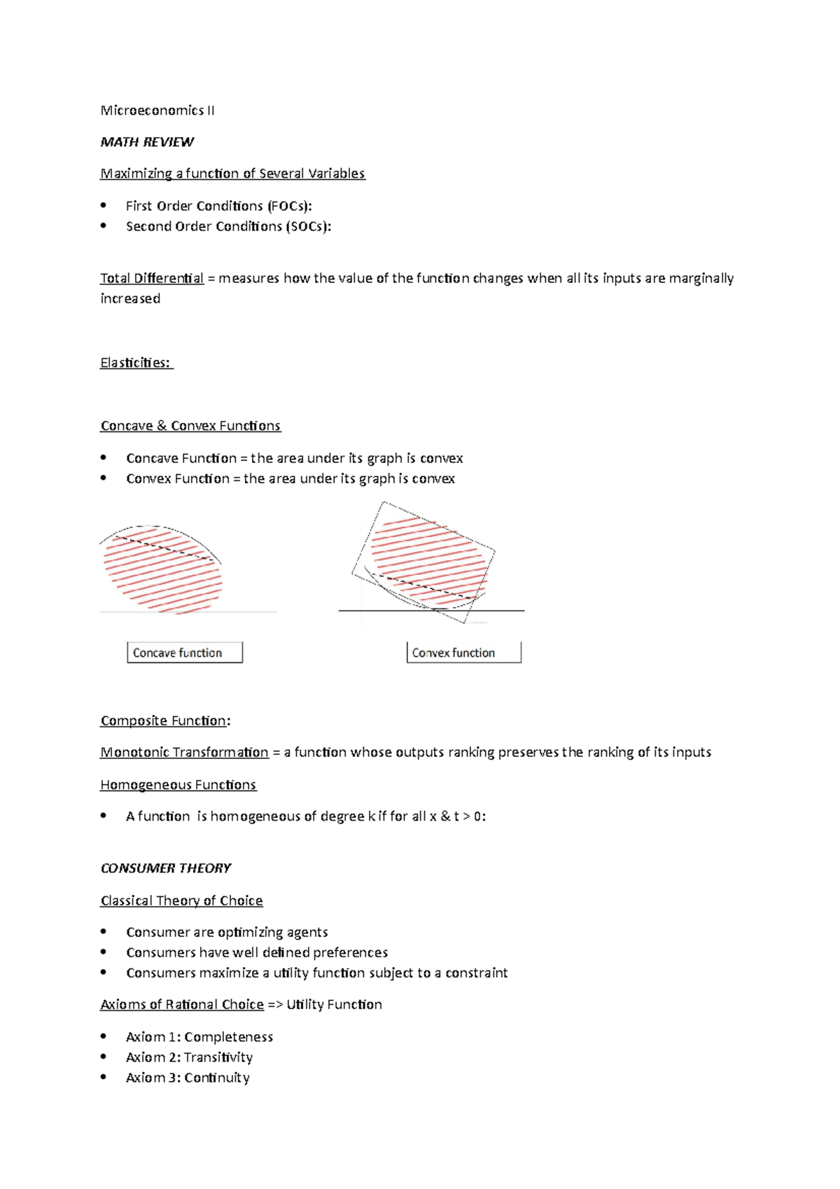 Microeconomics II - Microeconomics II MATH REVIEW Maximizing a function ...