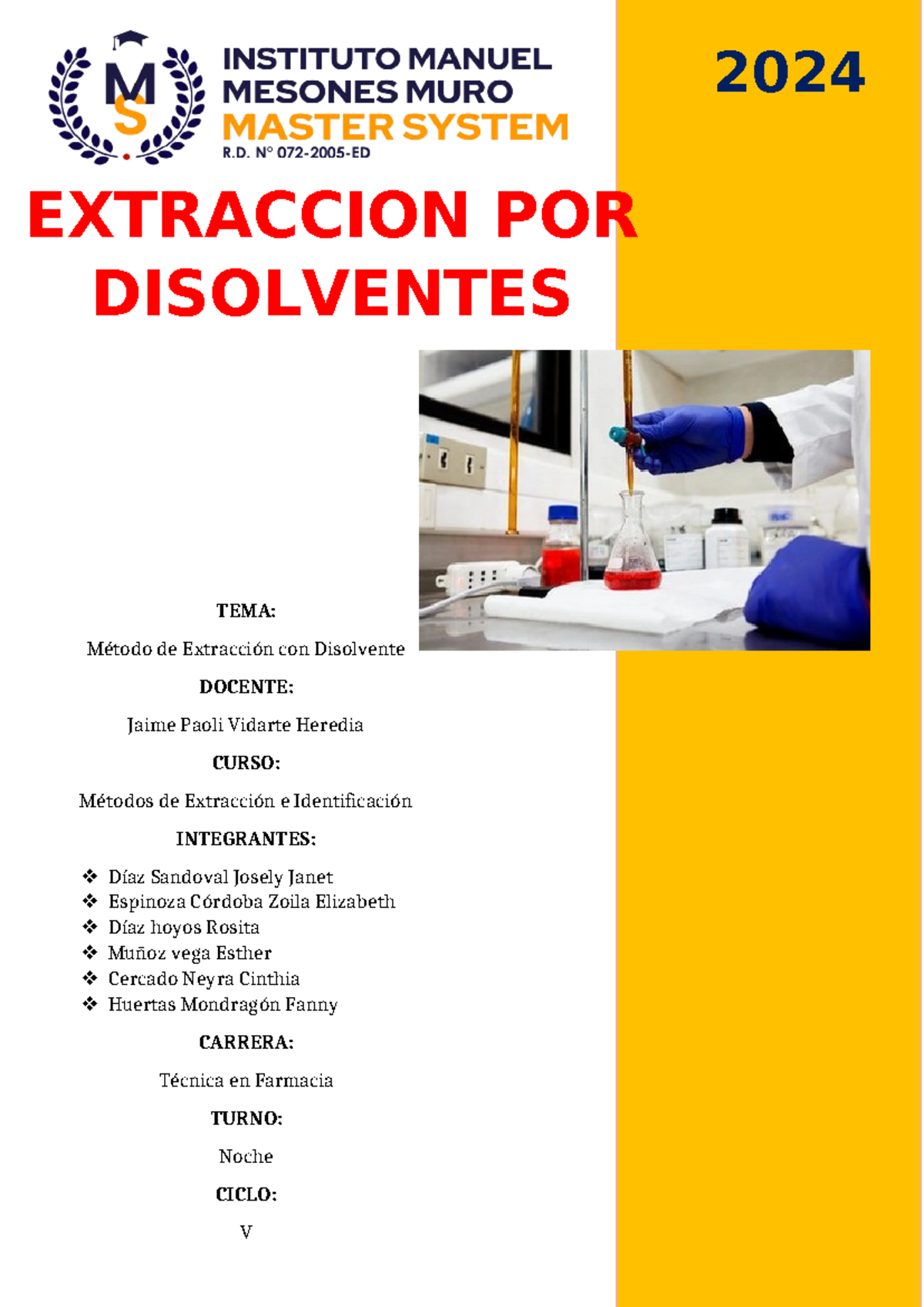 Extracción CON Disolventes - EXTRACCION POR DISOLVENTES TEMA: Método de ...
