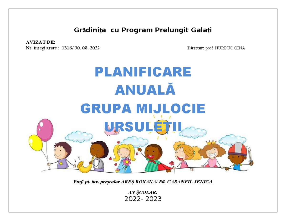 Planificare pentru grupa mijlocie grupa de vârstă 4 5 ani - Grădiniţa cu Program Prelungit ...