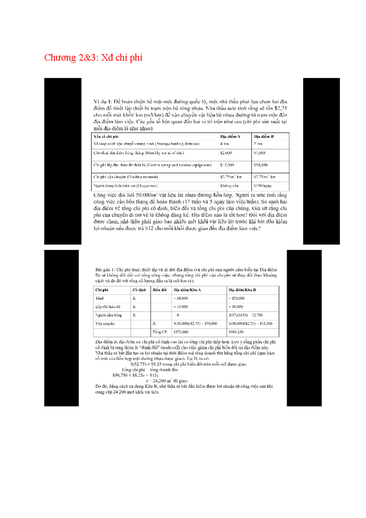 KTKT - Kinh tế kĩ thuật, chúc các cậu học tốt - Chương 2&3: Xđ chi phí ...