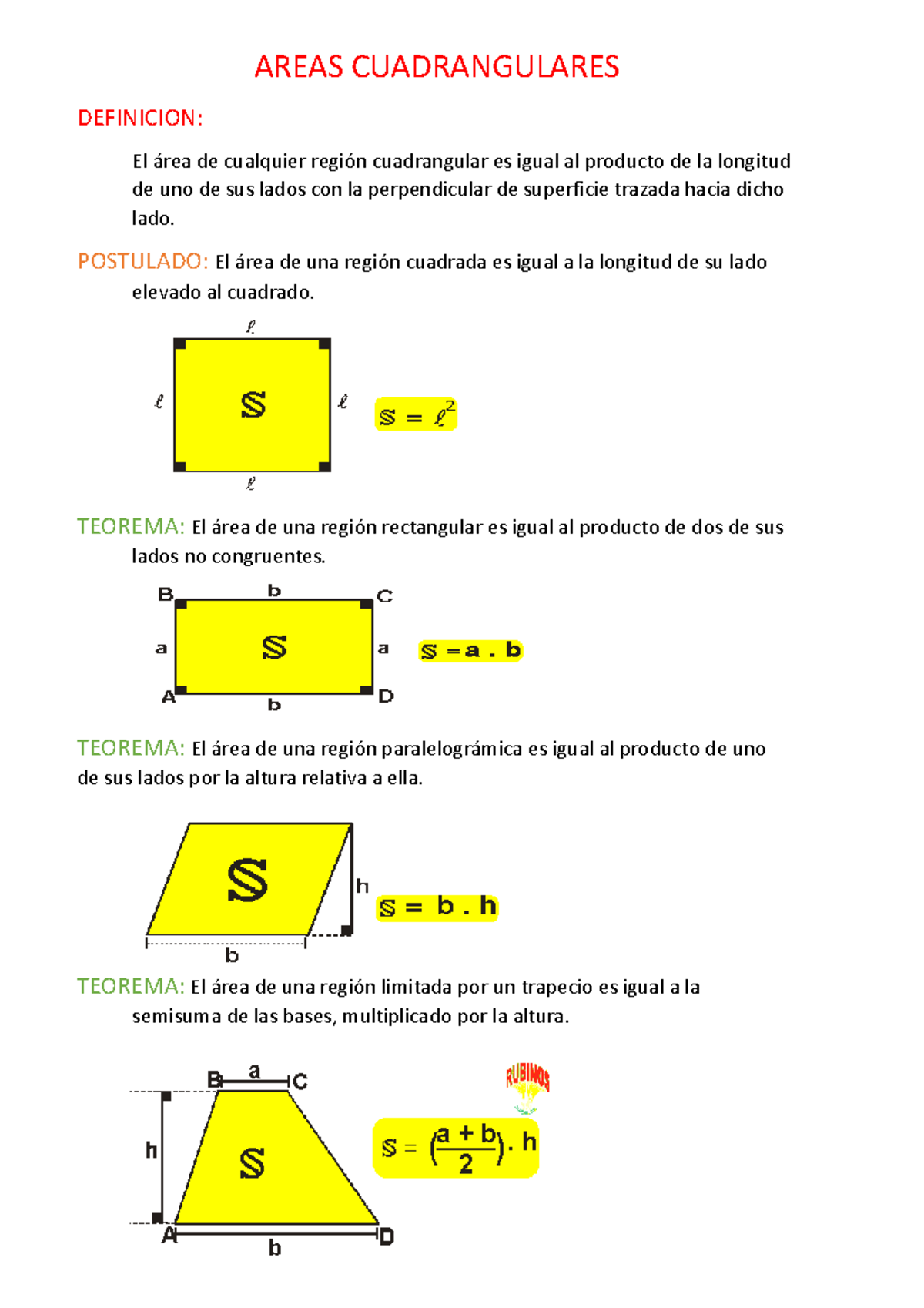 Areas Cuadrangularesgogog - AREAS CUADRANGULARES DEFINICION: El área de ...