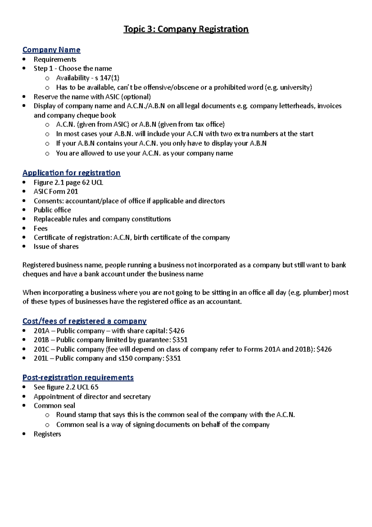 Topic 3 - Company Registration - Topic 3: Company Registration Company ...