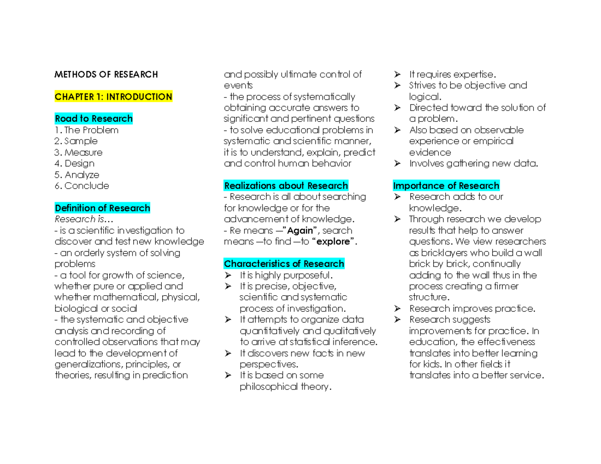 Methods of Research Prelim - METHODS OF RESEARCH CHAPTER 1 ...
