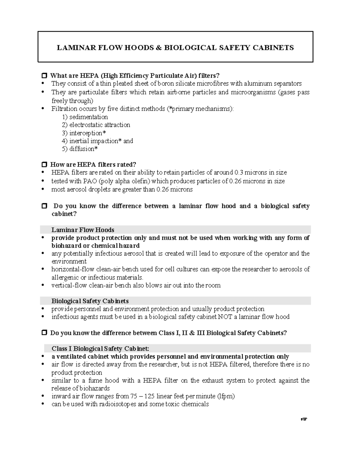 Laminar Flow BSC - verified data from the best minds of the Faculty of ...
