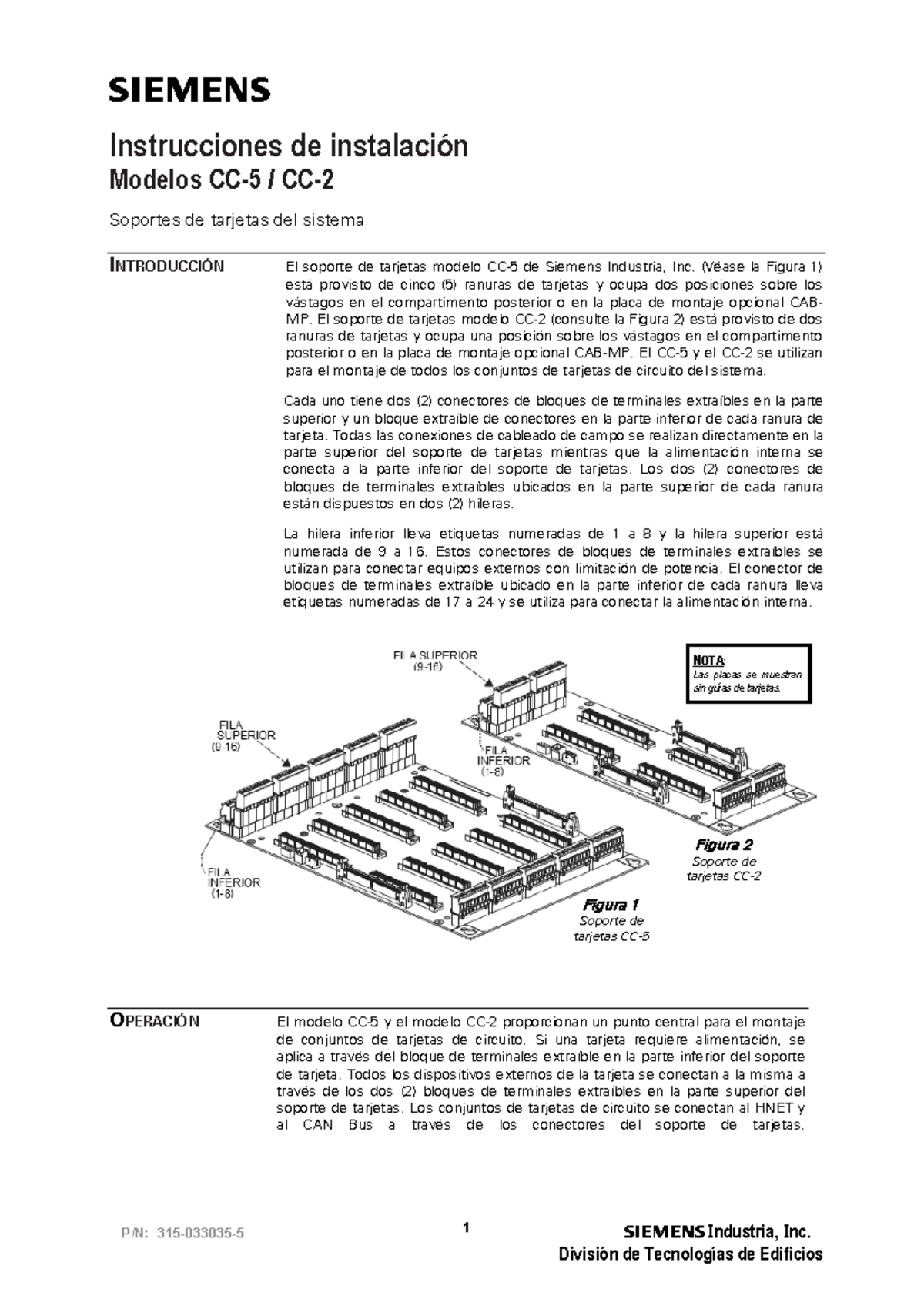 CC-2 Manual Instalacion - s P/N: 315-033035-5 s Industria, Inc. 1 ...