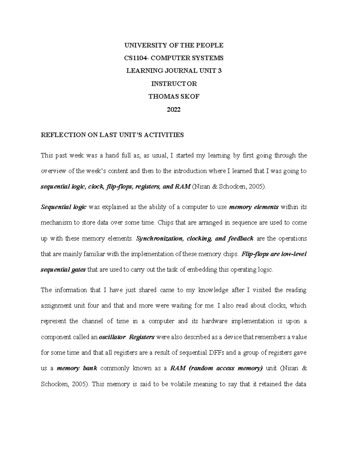 Cs1104 Learning Journal UNIT 4 - UNIVERSITY OF THE PEOPLE CS1104 ... Cs1104 Learning Journal UNIT 4 - UNIVERSITY OF THE PEOPLE CS1104 ...