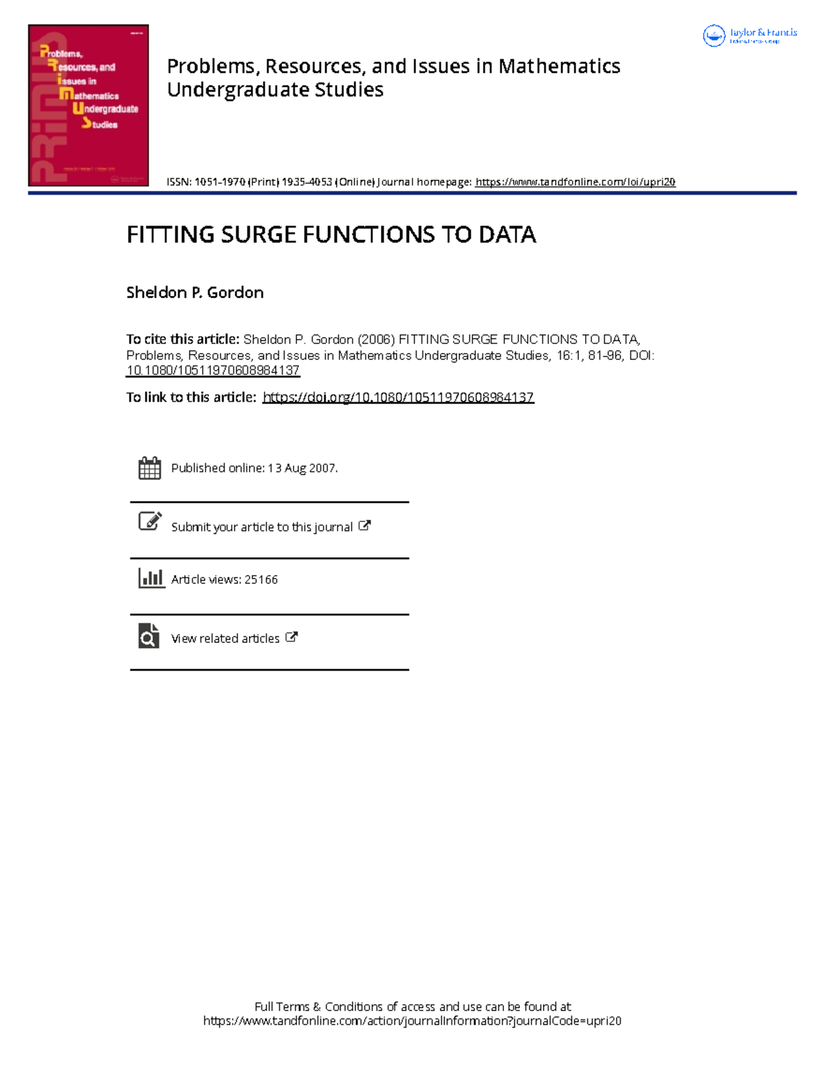 Fitting Surge Functions TO DATA - Full Terms & Conditions of access and ...