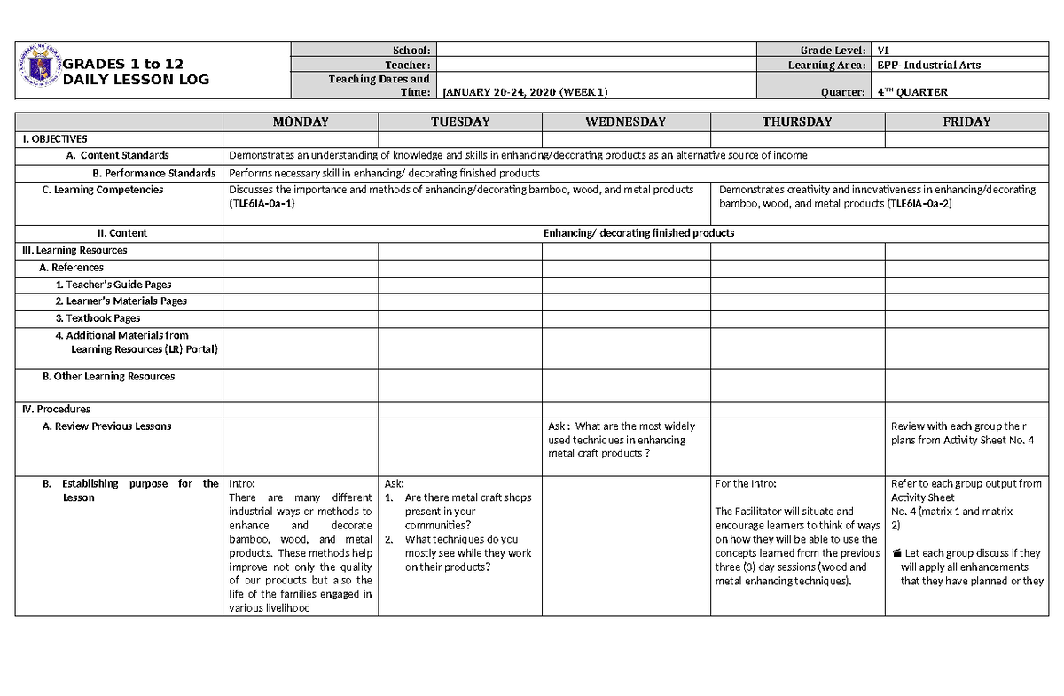 DLL EPP 6 Q4 W1 - for practice - Ask : What are the most widely used ...