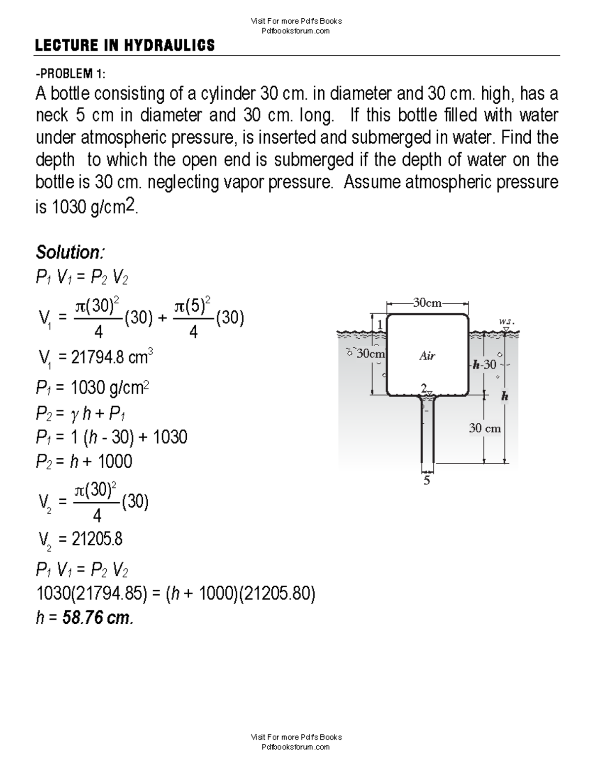 Hydraulics Coaching 2 - Several samples of Hydraulic problems to practice and solve. - LECTURE ...