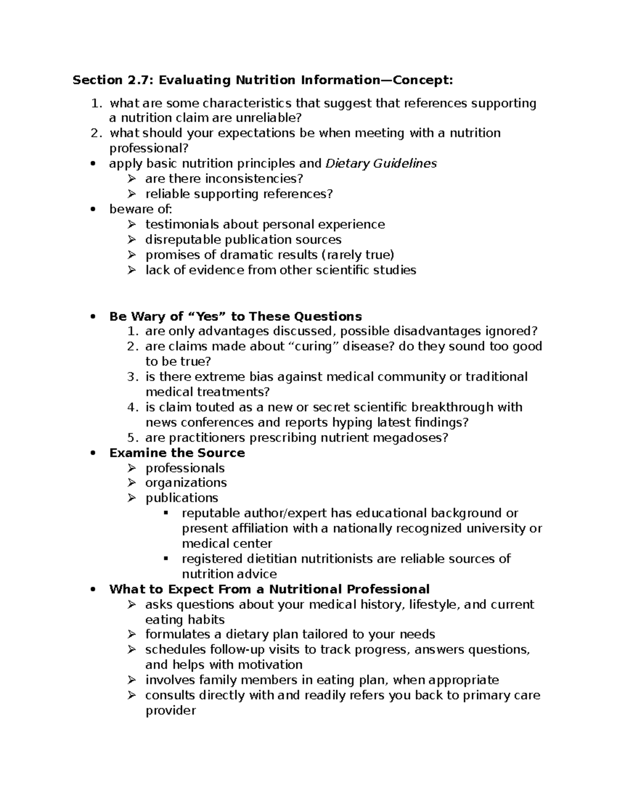 NTS Ch 2 Sect 7 - Lecture notes from Nutrition and Foods. - Section 2 ...