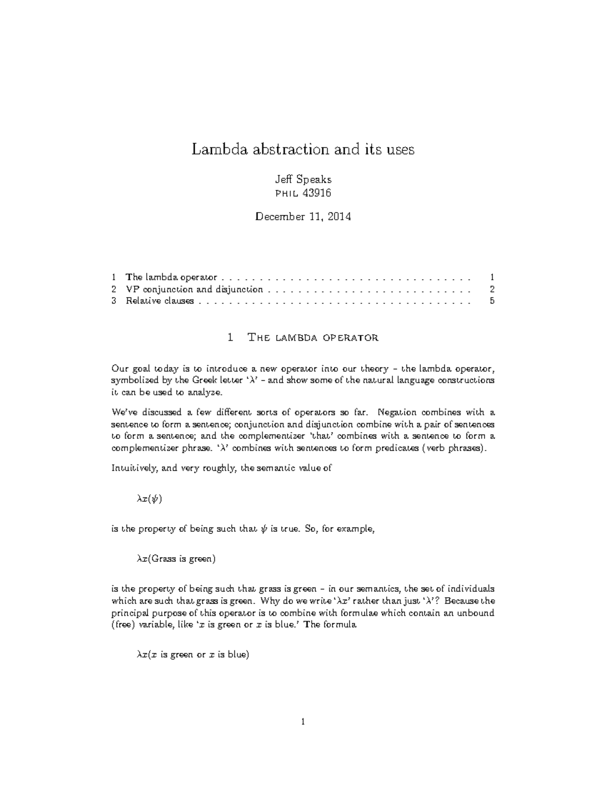 Lambda abstraction and its uses