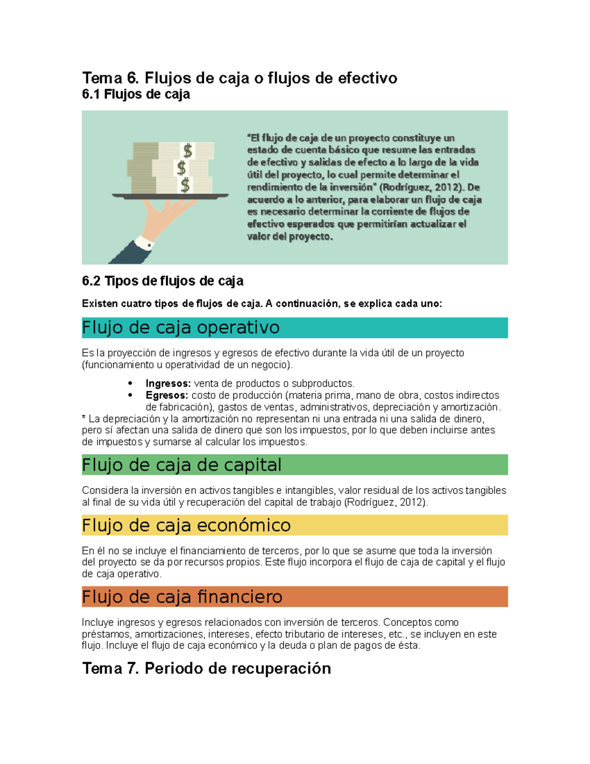 Guía Adm. 2 - hbhbbj - Tema 6. Flujos de caja o flujos de efectivo 6 ...
