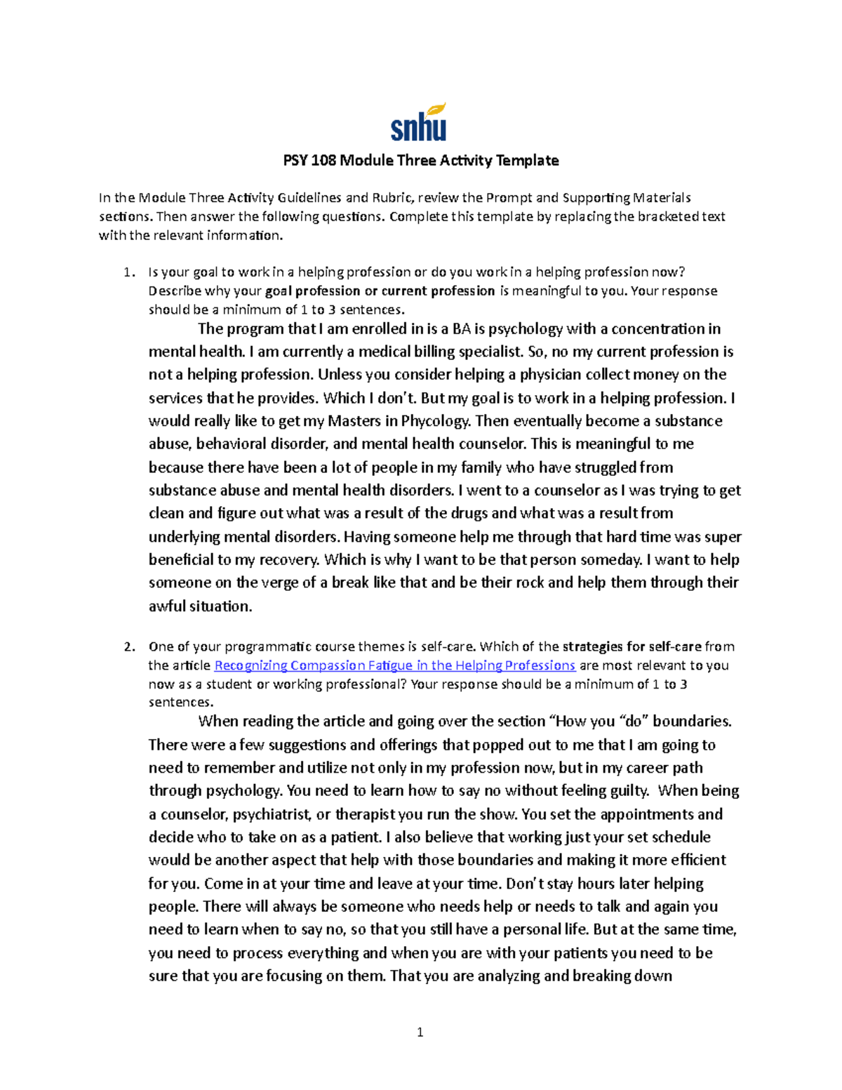 Module Three Activity - Then answer the following questions. Complete ...