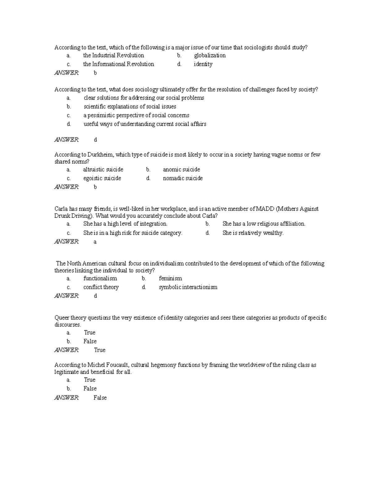 Test #1 Sample Questions - According to the text, which of the ...