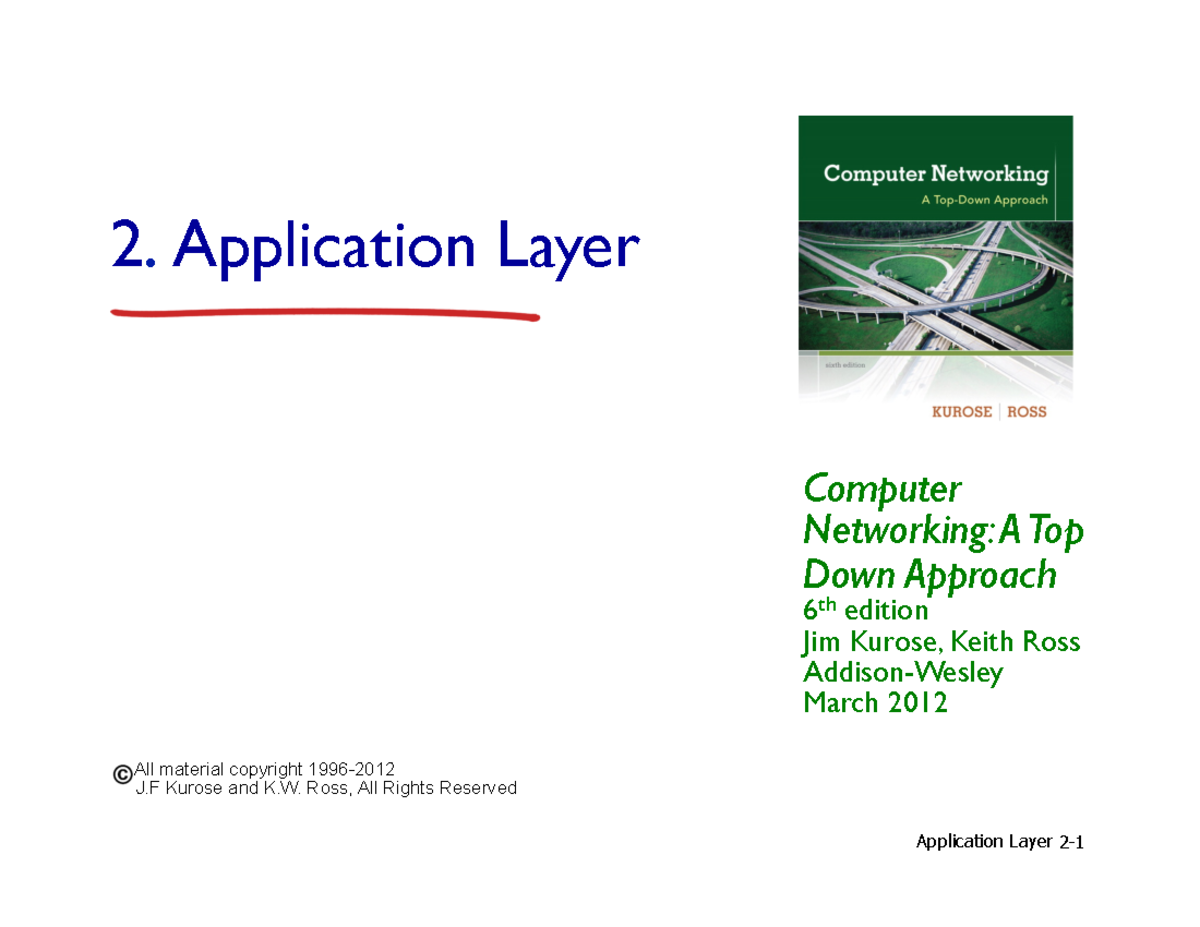 17033019060 Application Layer- Module-1 - 2. Application Layer Computer Networking: A Top Down ...