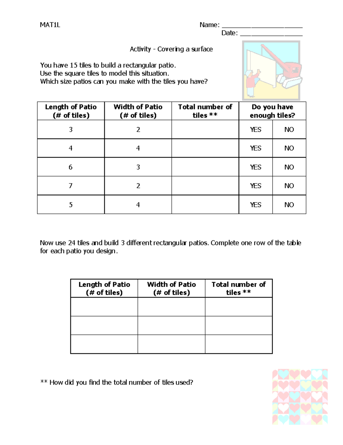 01 - activity - Area of a Rectangle - - Studocu