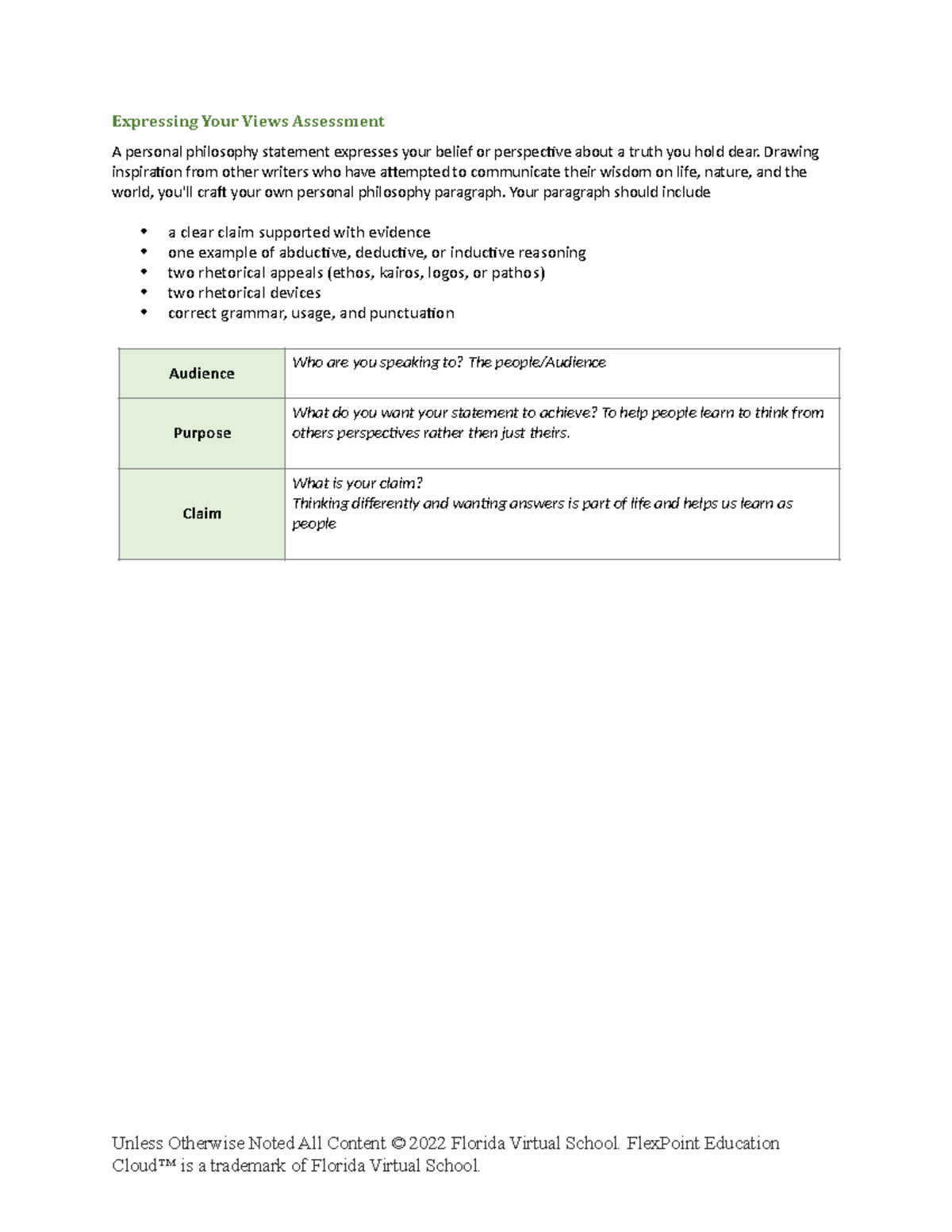 Expressing views pdf - Assignment - Expressing Your Views Assessment A ...