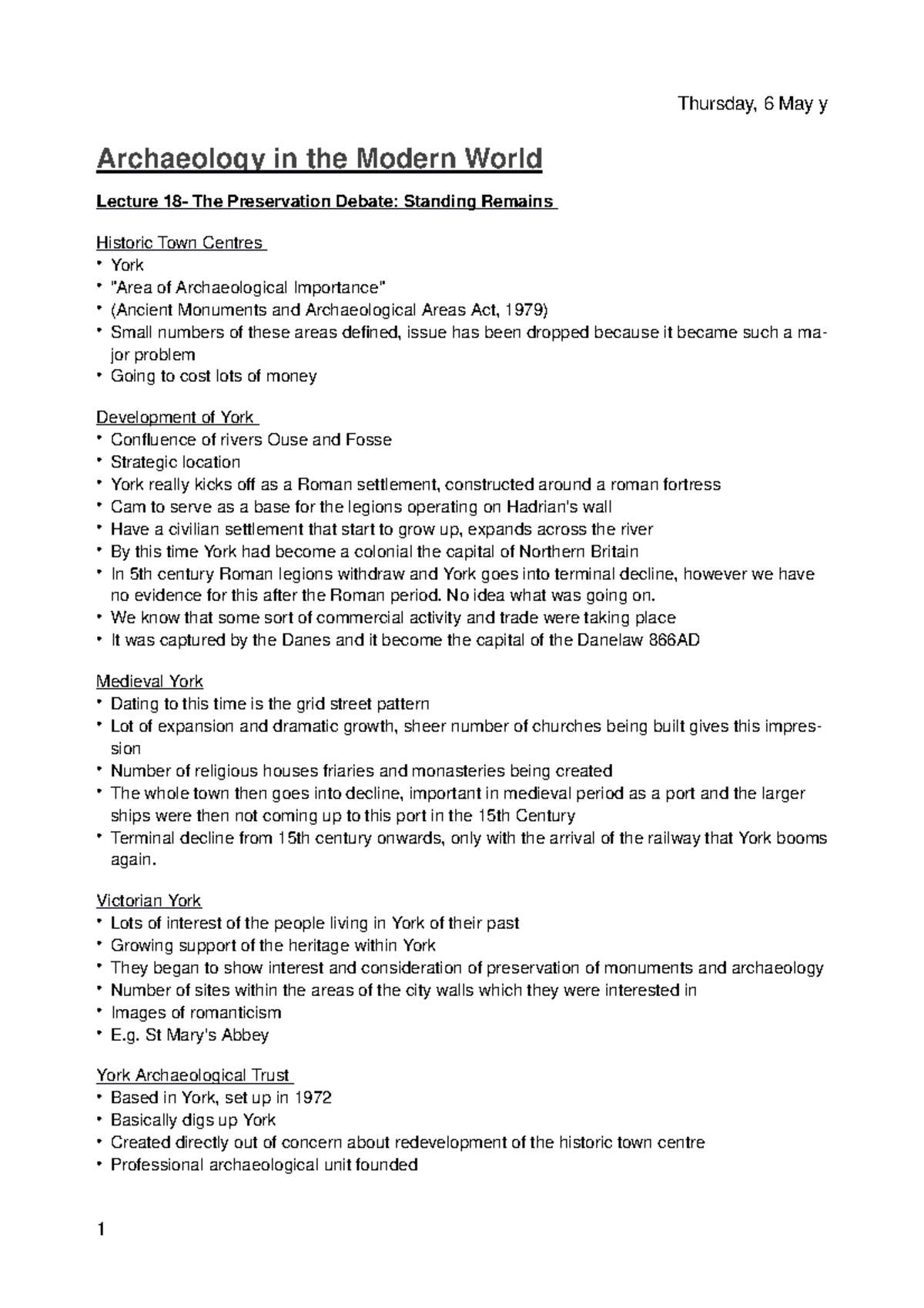 Archaeology Lecture 18 - Tuesday, 13 April y Archaeology in the Modern ...