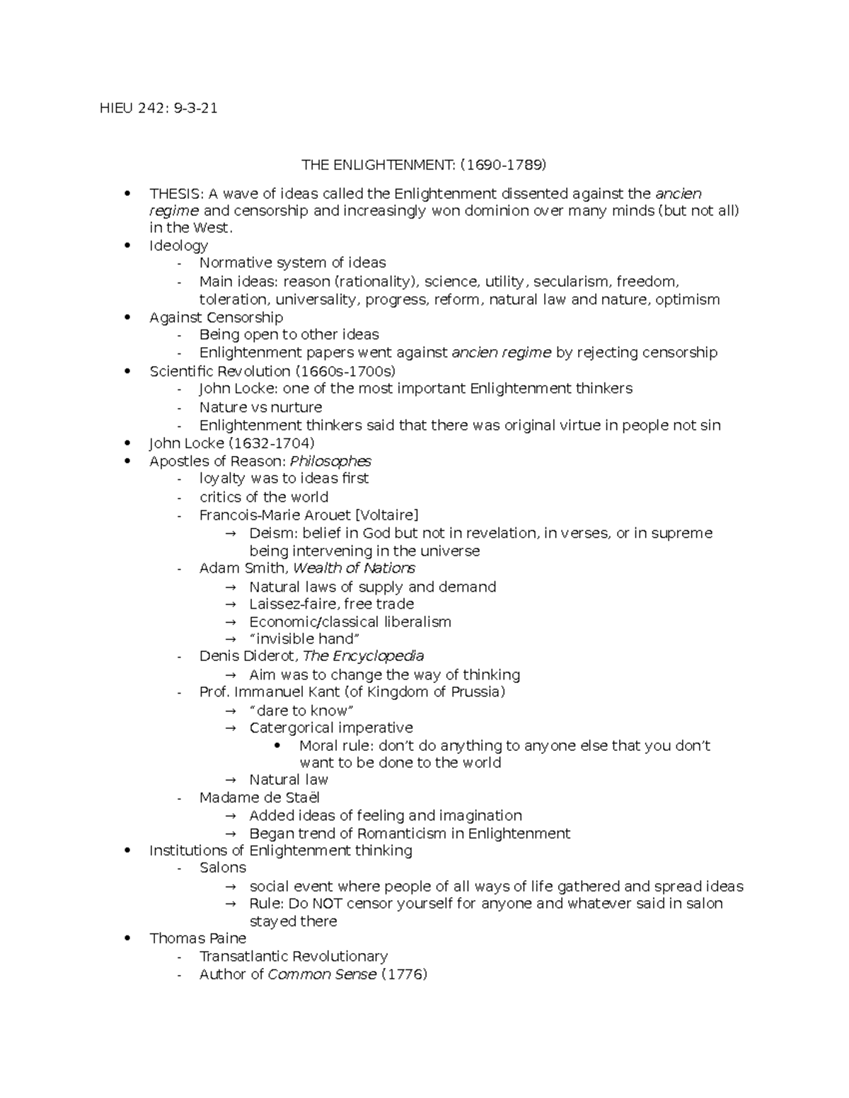 9-3-21 Notes - Vejas Gabriel Liulevicius - HIEU 242: 9-3- THE ...