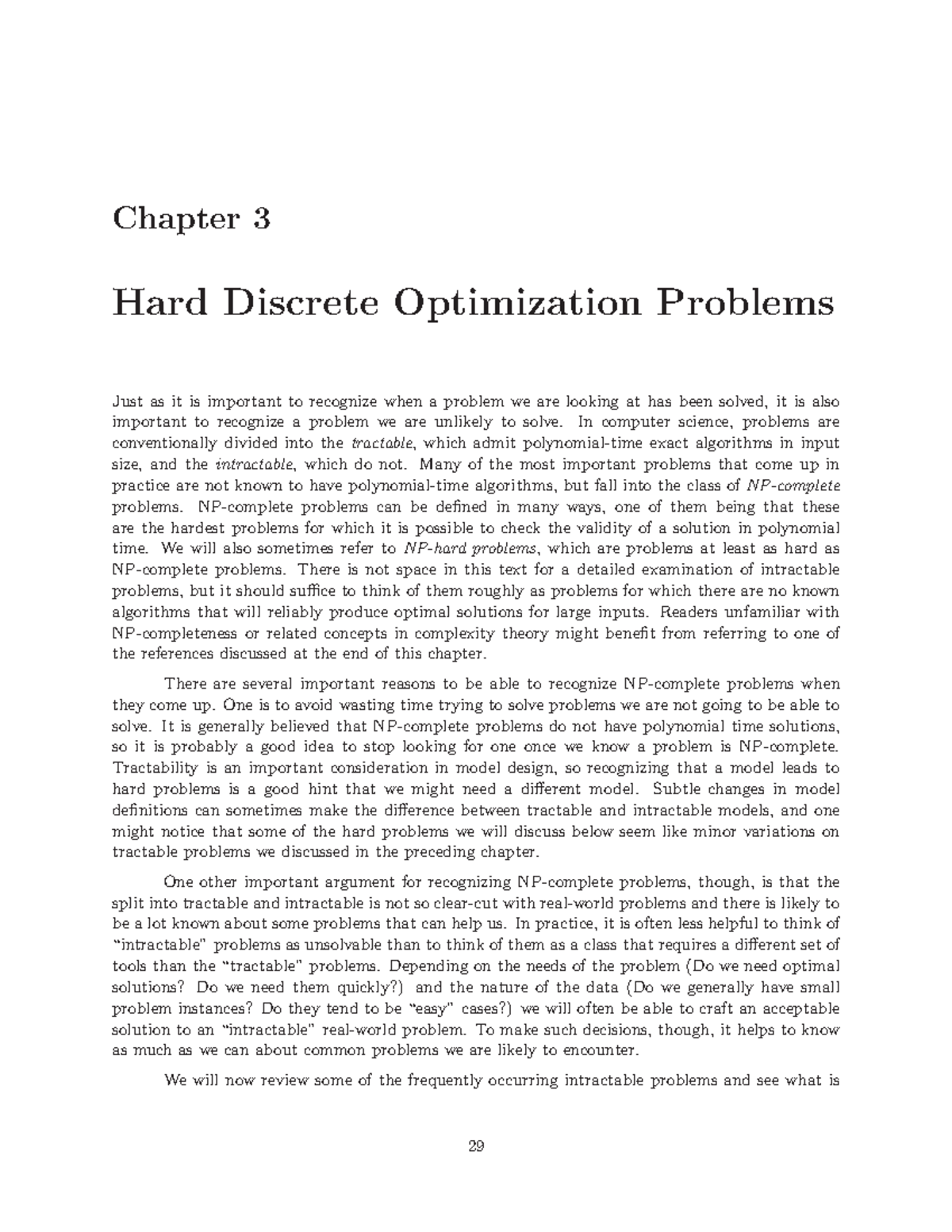 Schwartz Notes Chapter 3 - Chapter 3 Hard Discrete Optimization ...