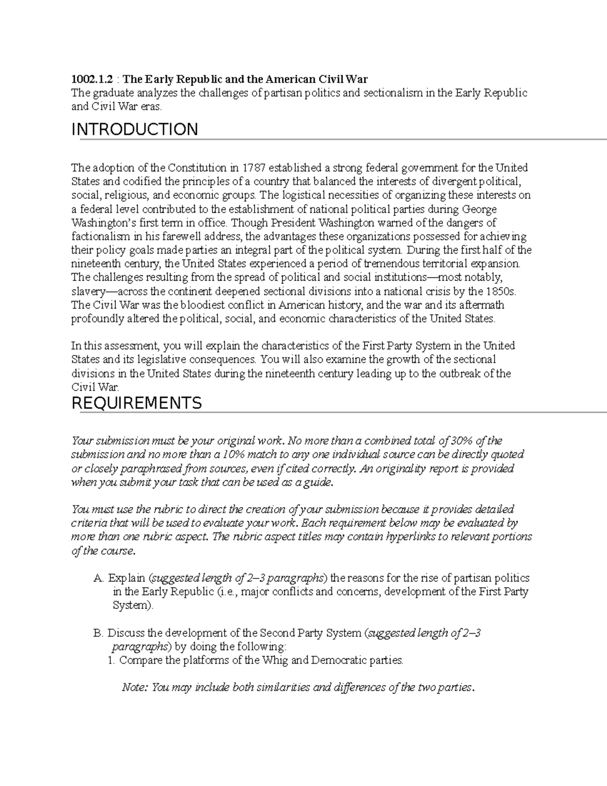 The Early Republic and the American Civil War - HIST101 - Studocu