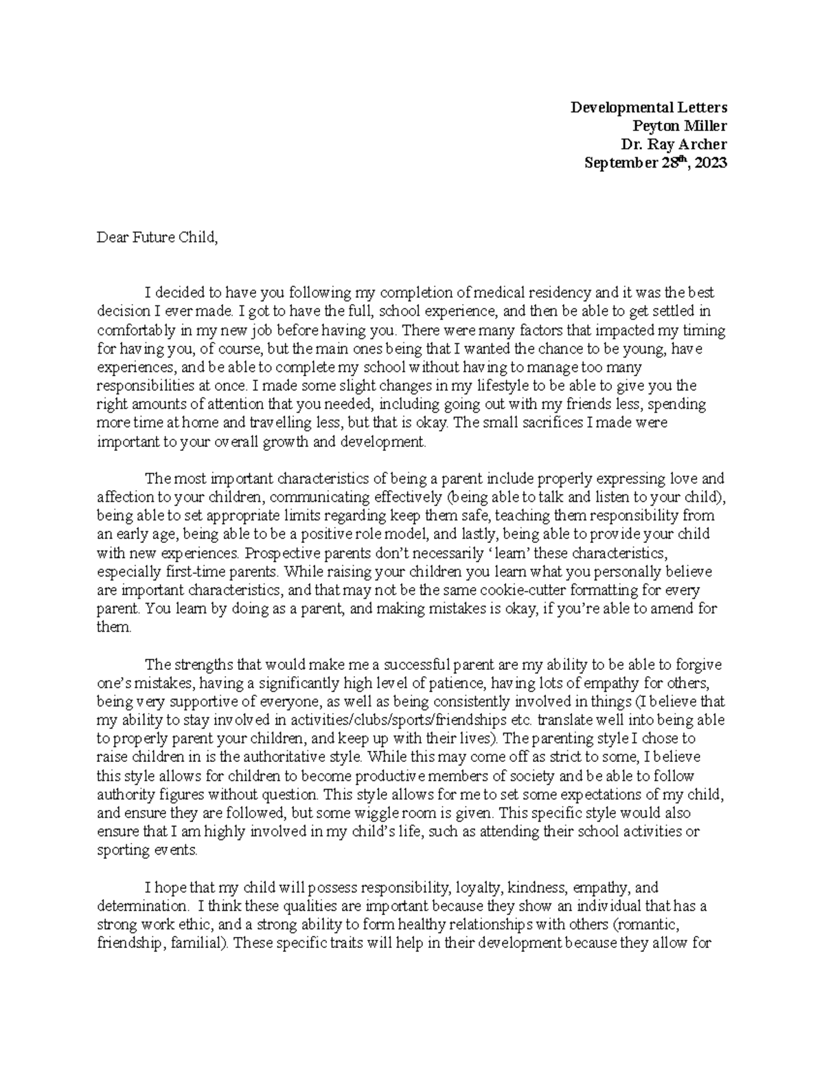 Developmental Letters - Developmental Letters Peyton Miller Dr. Ray ...