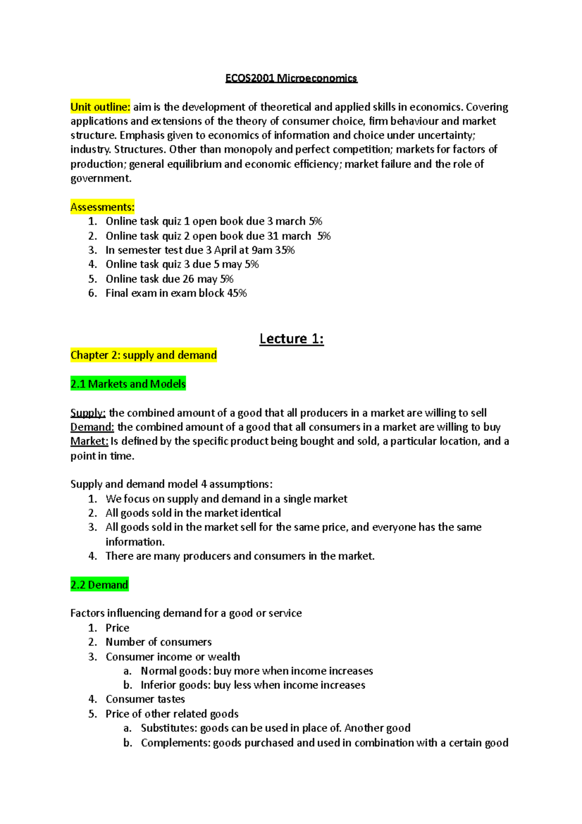 ECOS2001 Microeconomics - Covering applications and extensions of the ...