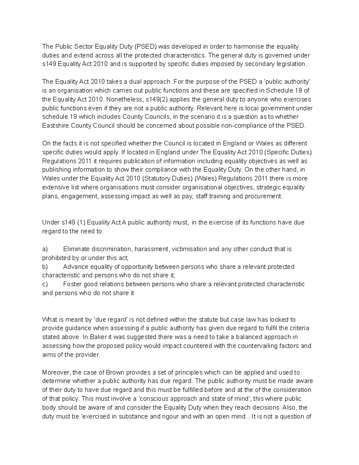 PSED - Discrimination Law - The Public Sector Equality Duty (PSED) was ...