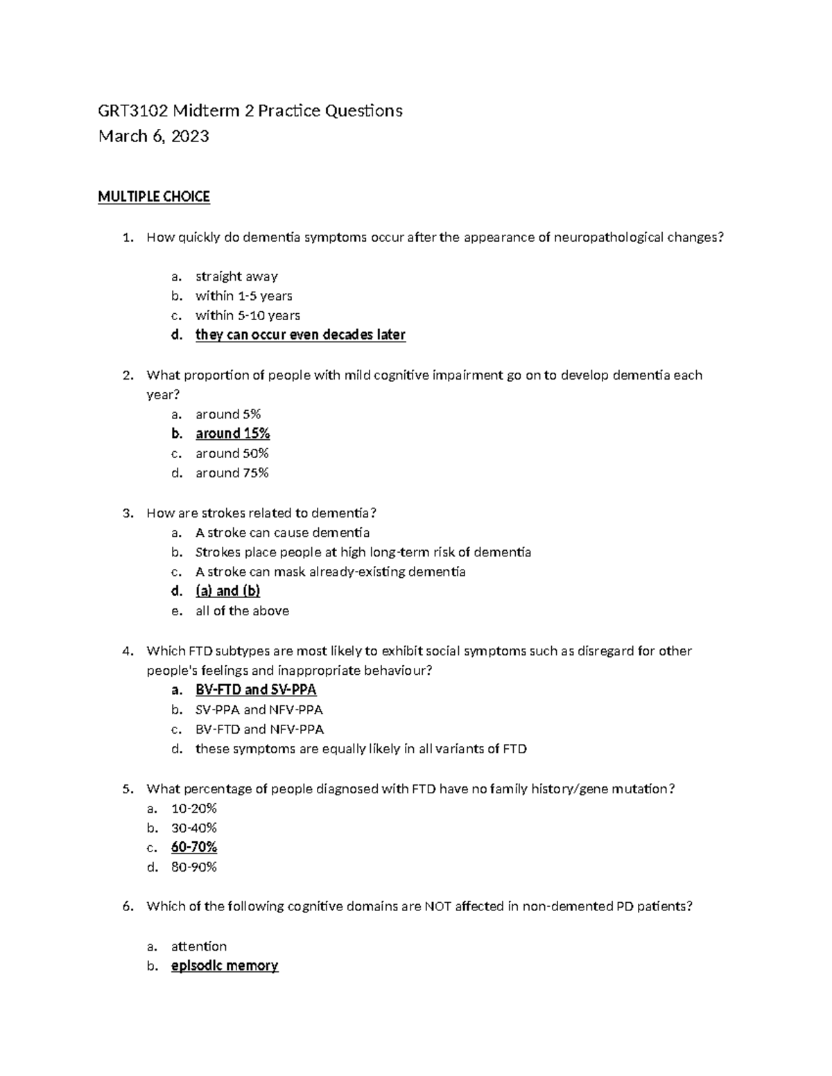 Grt3102 midterm 2 practice questions Answer KEY - GRT3102 Midterm 2 Practice Questions March 6 ...