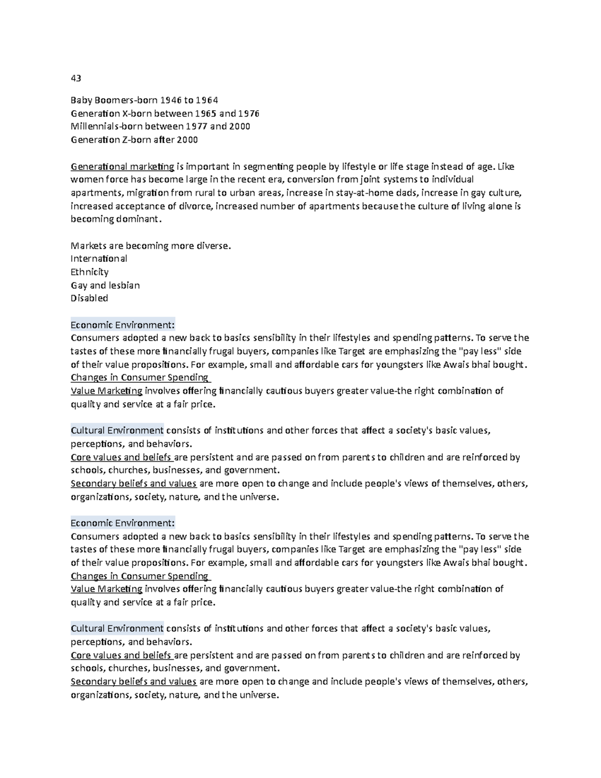 43 - economics - 43 Baby Boomers-born 1946 to 1964 Generation X-born ...