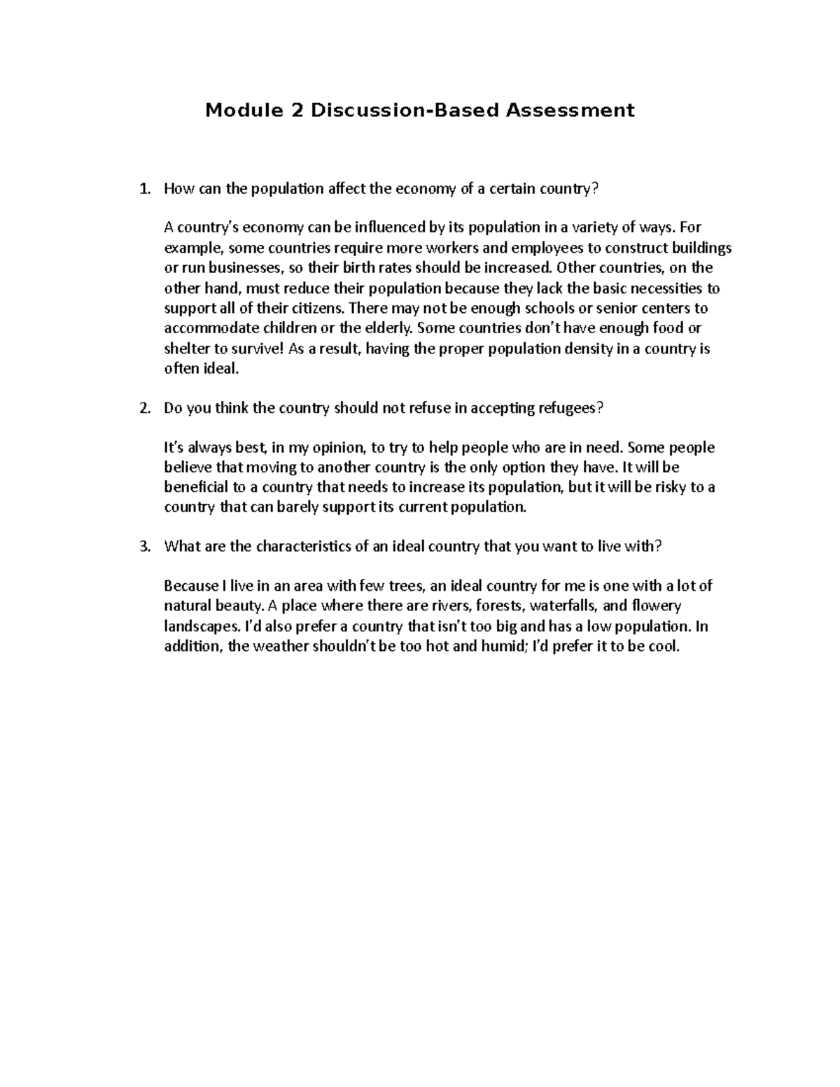 AP Human Geography Module 2.10 - Module 2 Discussion-Based Assessment ...