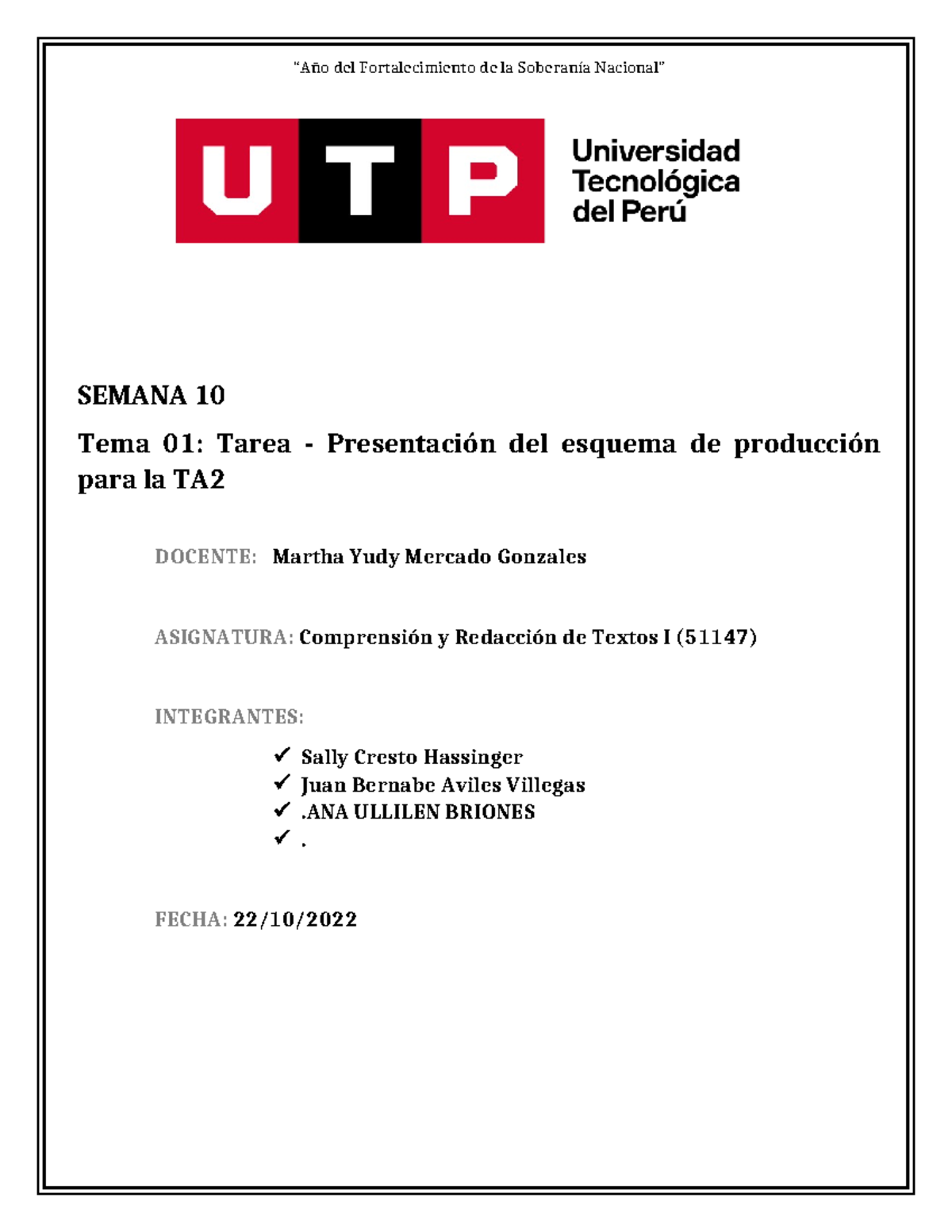 607885743 Semana 10 Tema 01 Tarea Presentacion del esquema de produccion para la TA2 1 - SEMANA ...